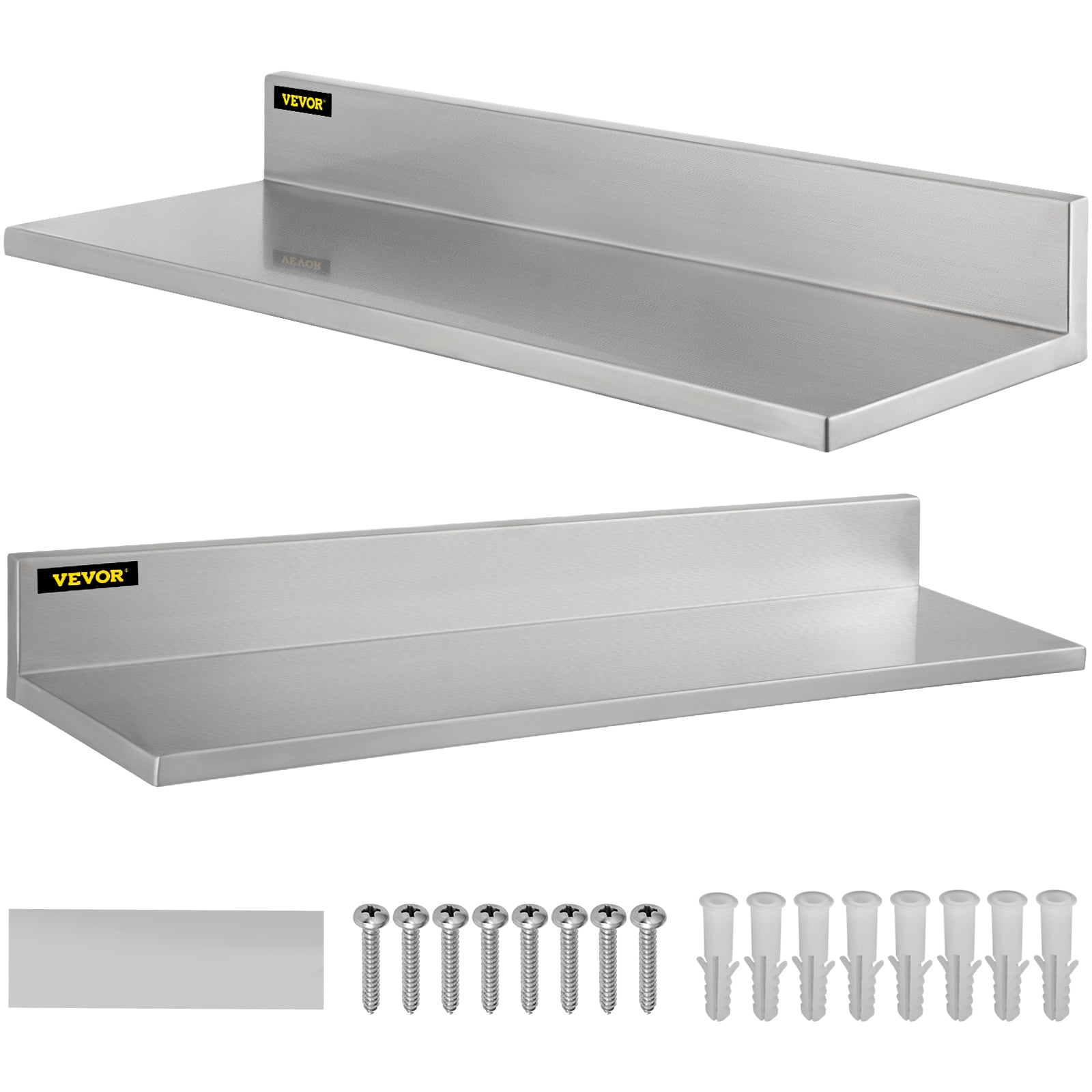 VEVOR Stainless Steel Wall Shelf, 8'' x 24'', 44 lbs Load Heavy Duty ...
