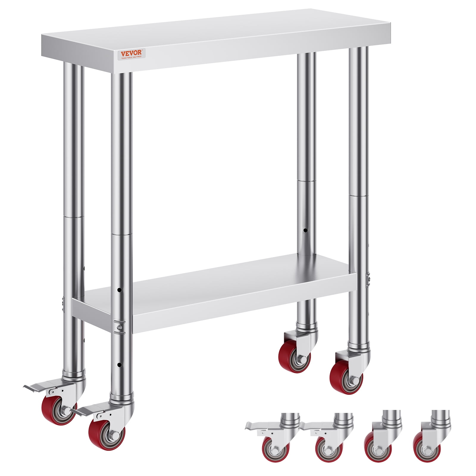 VEVOR Stainless Steel Work Table 30 x 12 x 34 Inch, 700 LBS Load ...