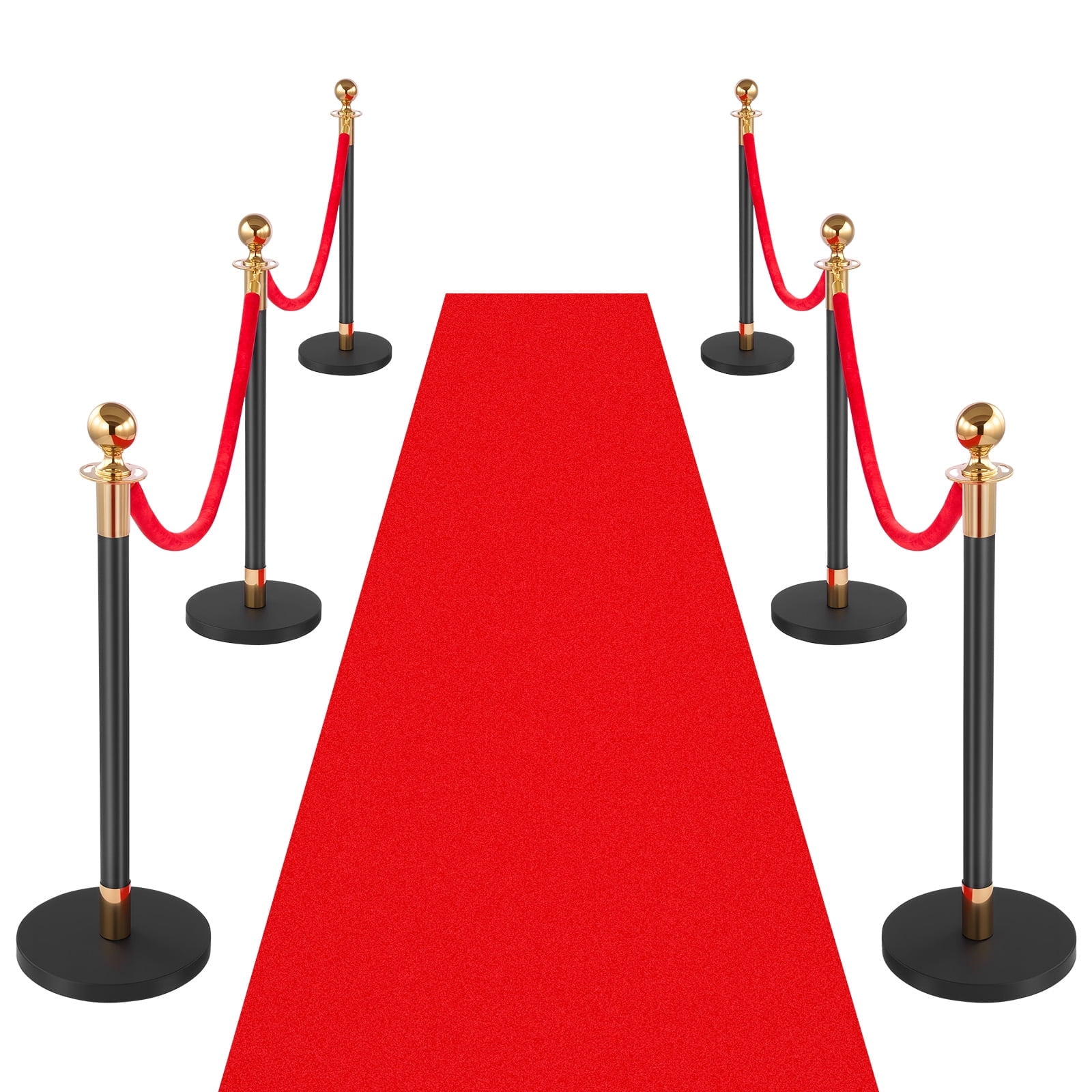 VEVOR Stanchion Post, 6 Pcs Crowd Control Barrier Set with Red Carpet ...