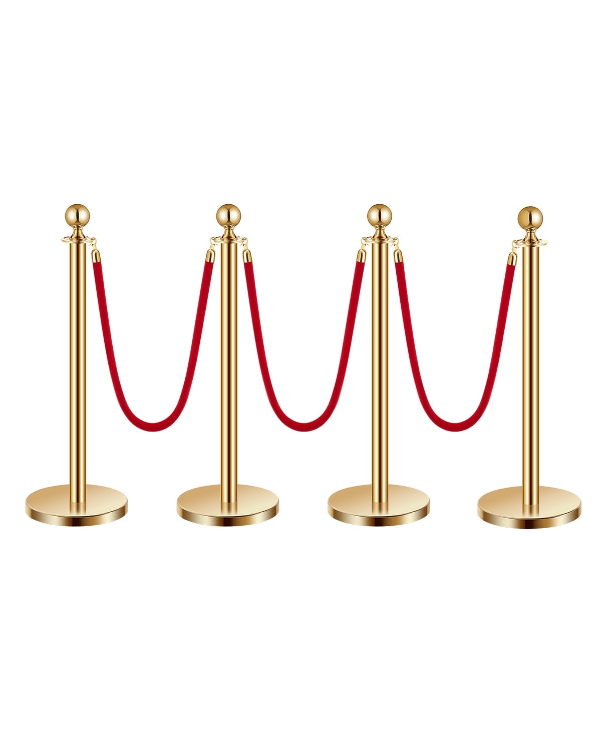 VEVOR Stanchions and Velvet Ropes 4Pcs, Hollow Base with Stainless ...