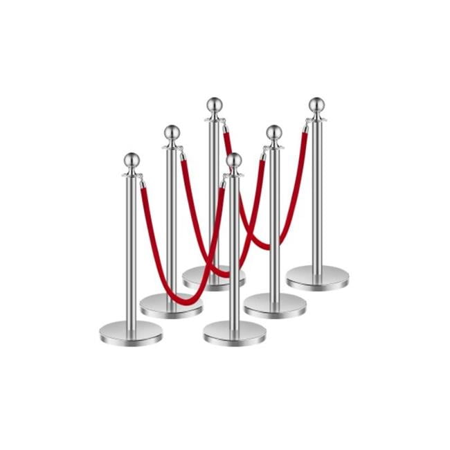 VEVOR Stanchions and Velvet Ropes 6Pcs, Hollow Base with Stainless ...