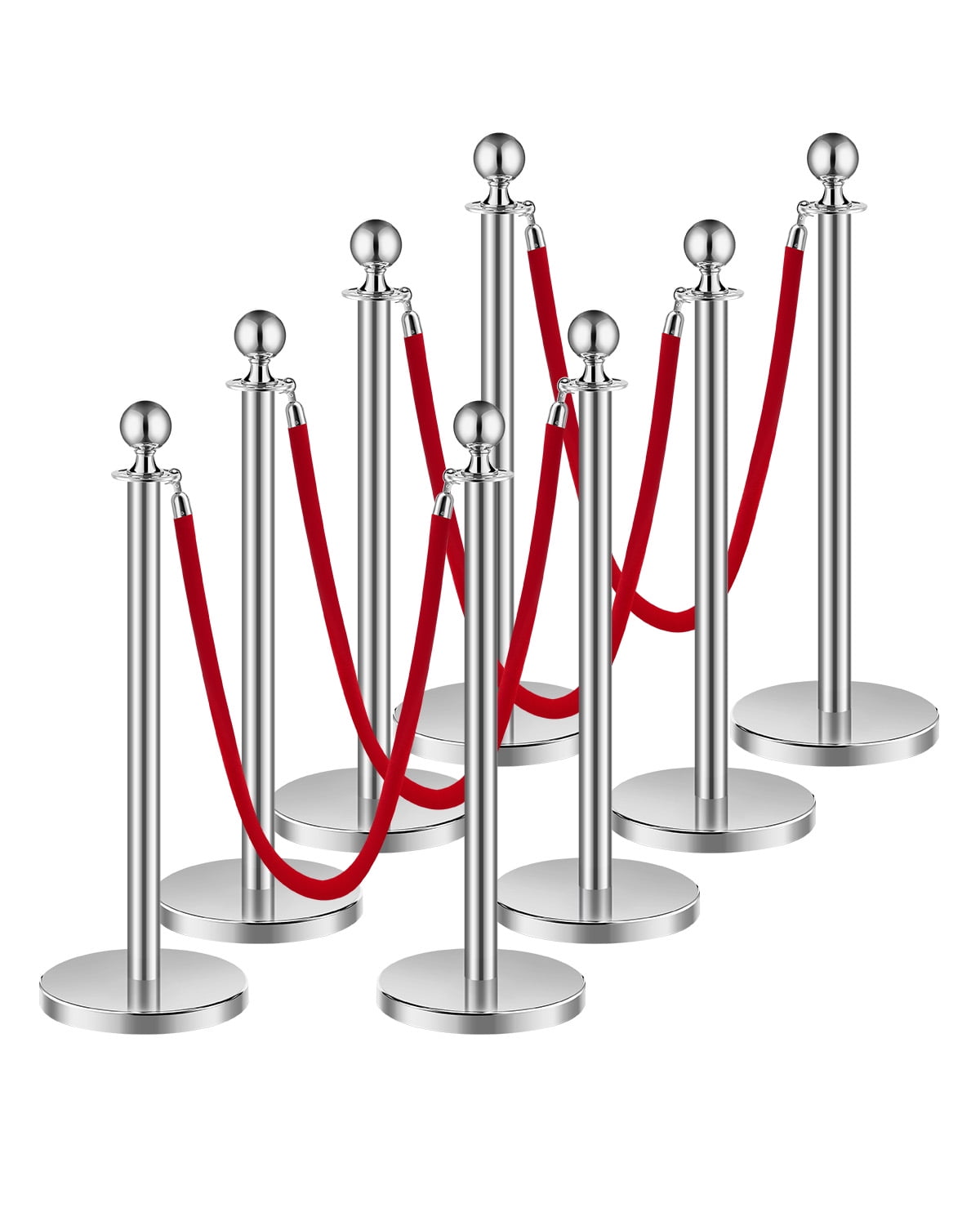 VEVOR Stanchions and Velvet Ropes 8Pcs, Hollow Base with Stainless ...