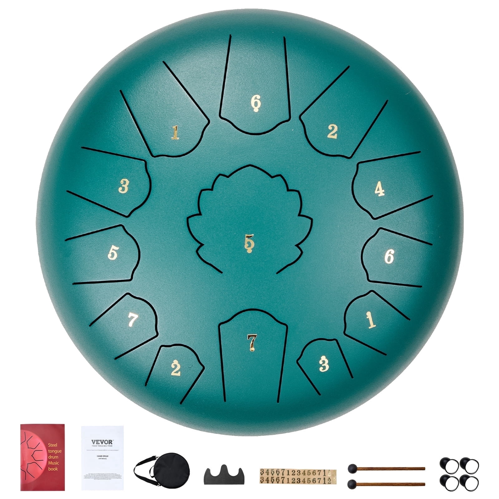 VEVOR Steel Tongue Drum, 12 in & 13 Notes, C Major Steel Drum for ...