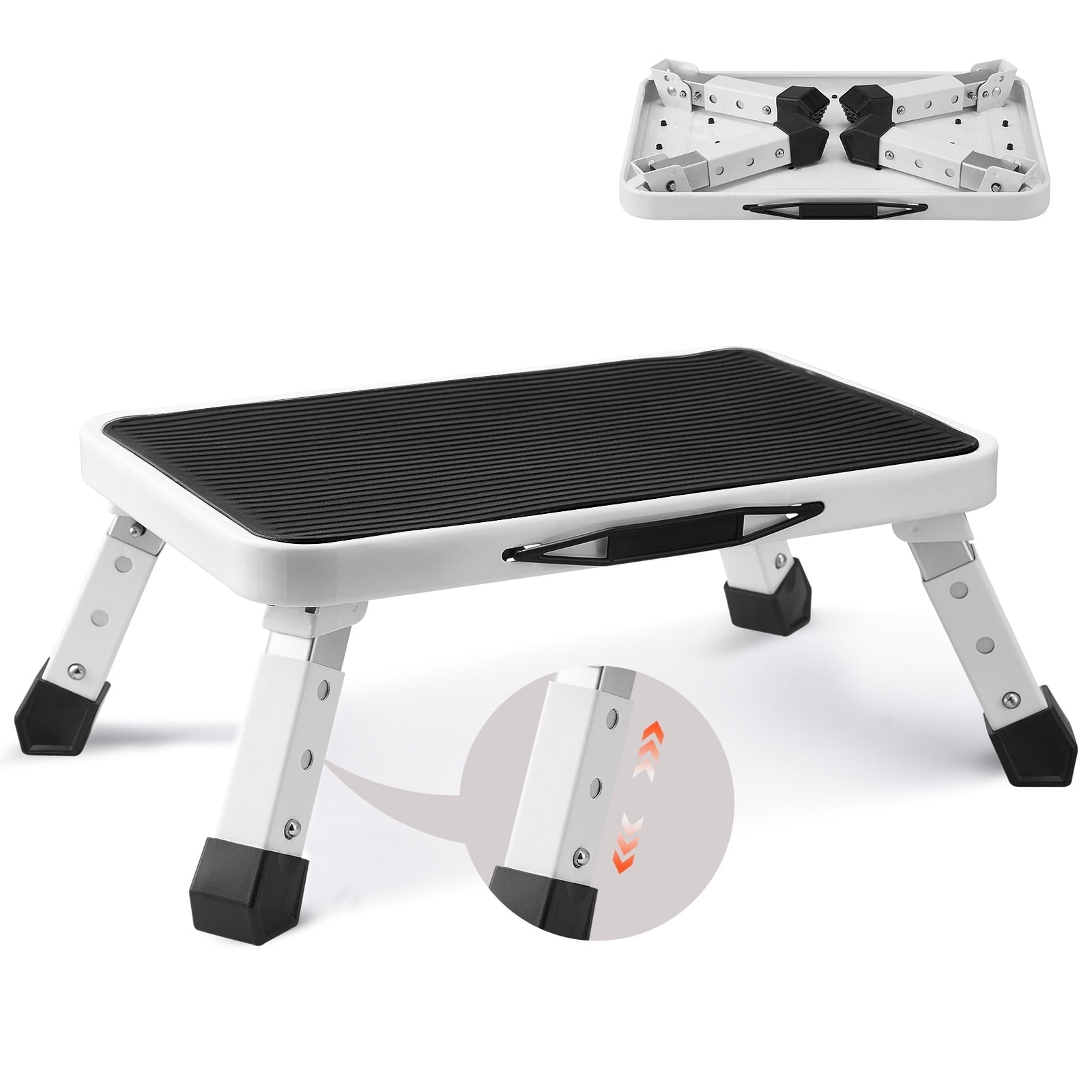 VEVOR Step Stool 1-Step 330lbs Capacity, Folding Steel Step Ladder 3 ...