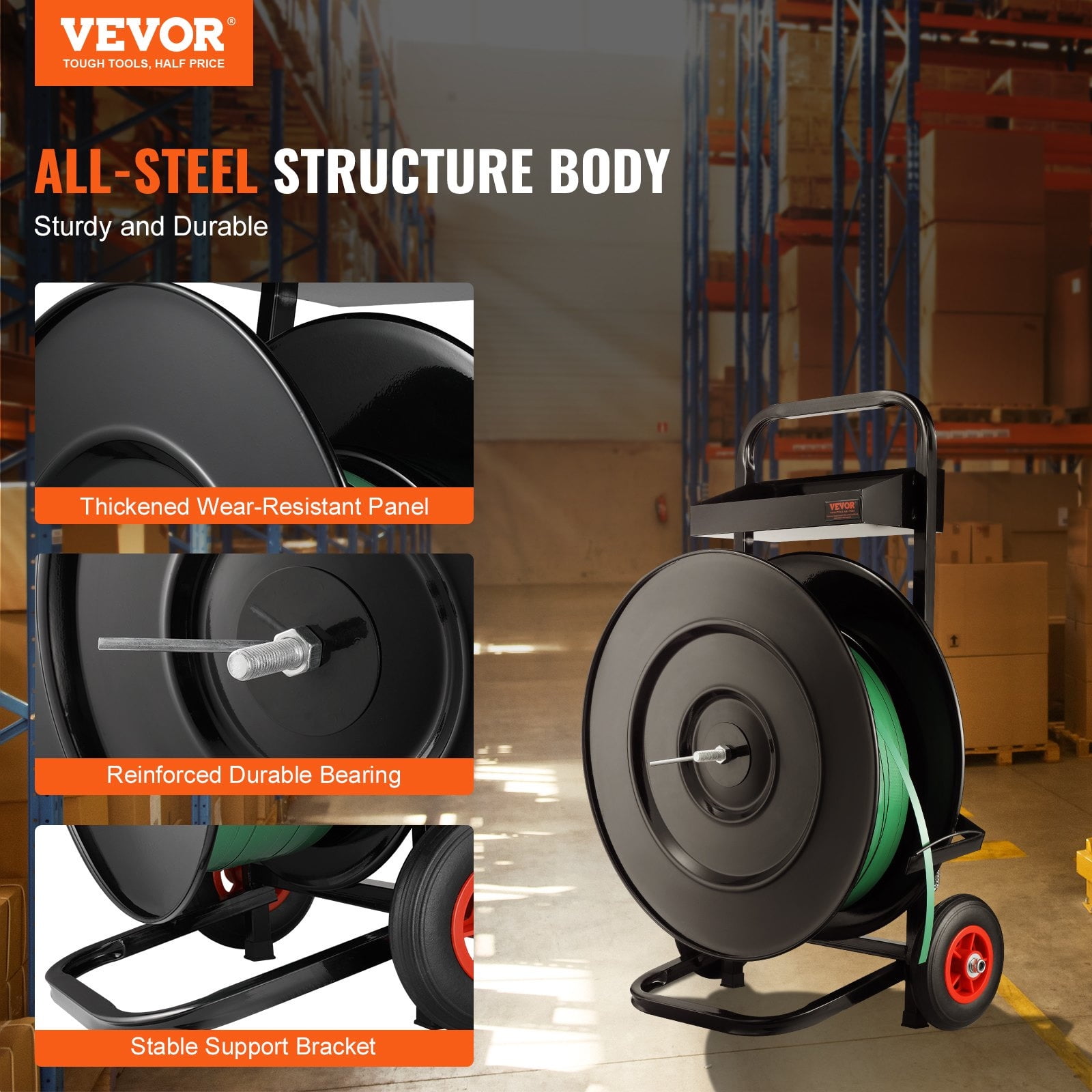 VEVOR Strapping Dispenser Banding Cart for PET/PP Strapping Roll 16"/8 ...