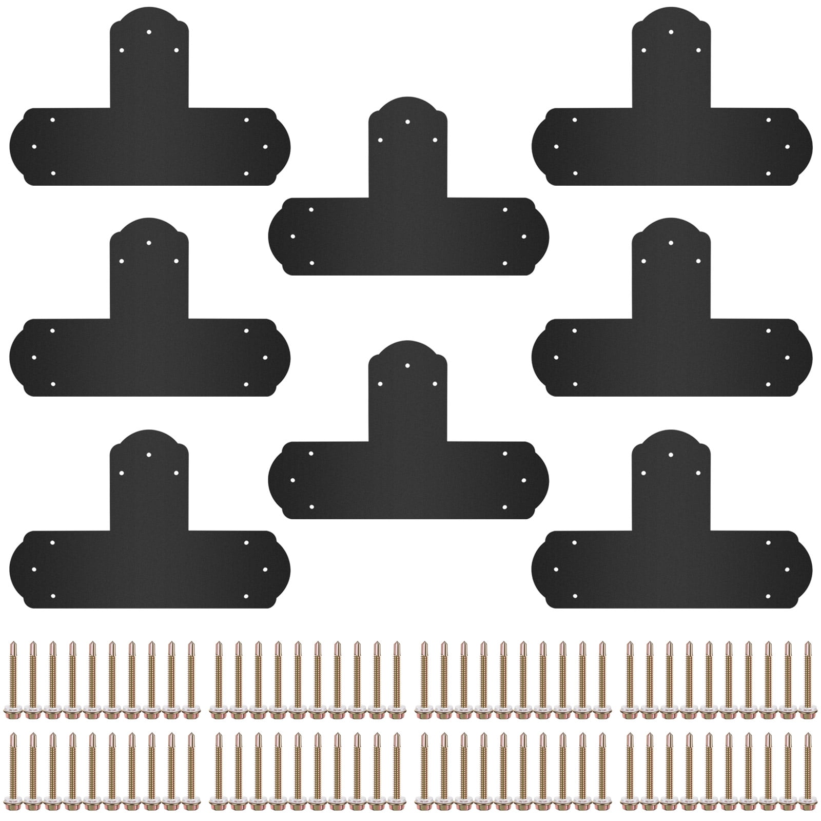 VEVOR 6"x6" T Bracket Set, 8 pcs, Black Powder-coated, 16 Gauge Steel ...