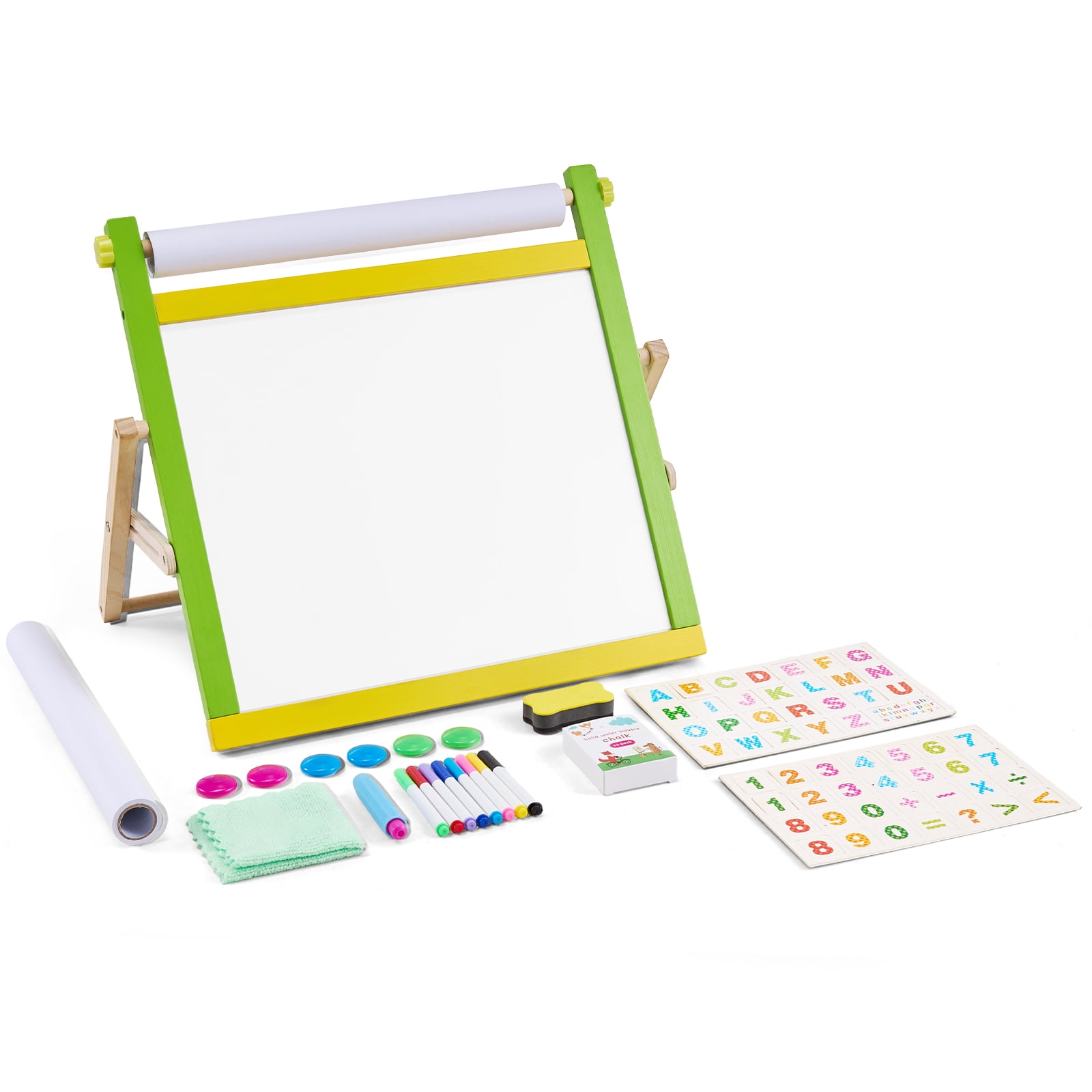 VEVOR Tabletop Art Easel for Kids, 3-in-1 Wooden Double-Sided Kides Art ...