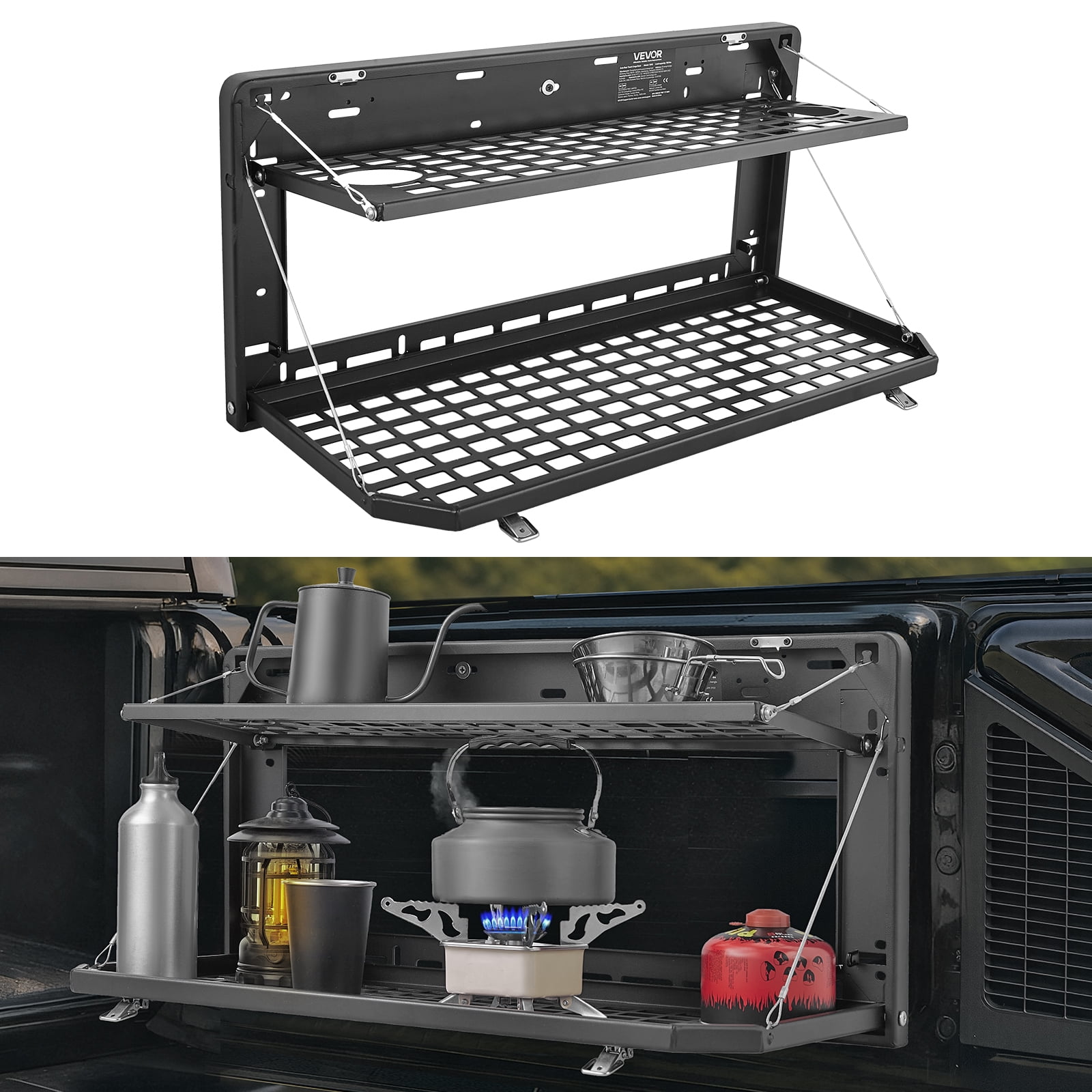 VEVOR Tailgate Table, for 2007-2024 Jeep Wrangler JK, 100 lbs, Carbon ...