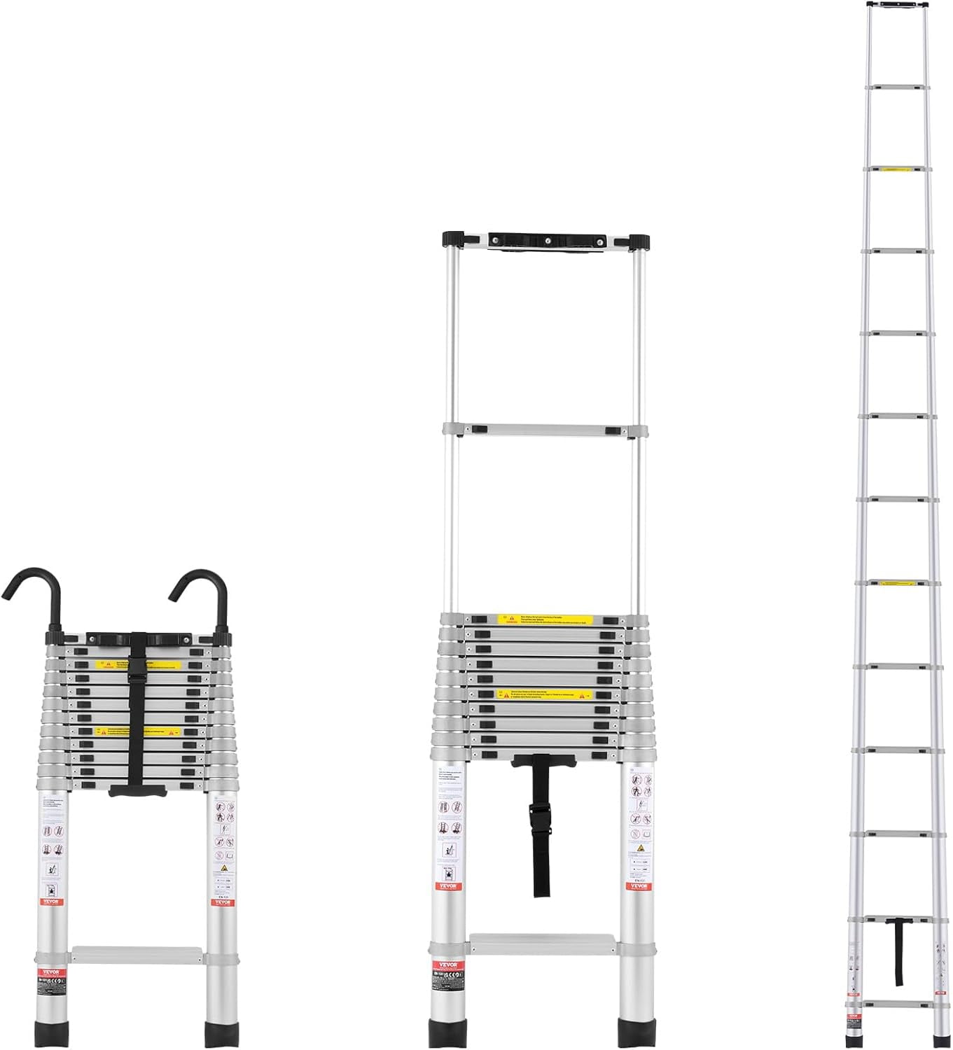 VEVOR Telescoping Ladder, 16.5FT Aluminum Lightweight Extension Ladder ...