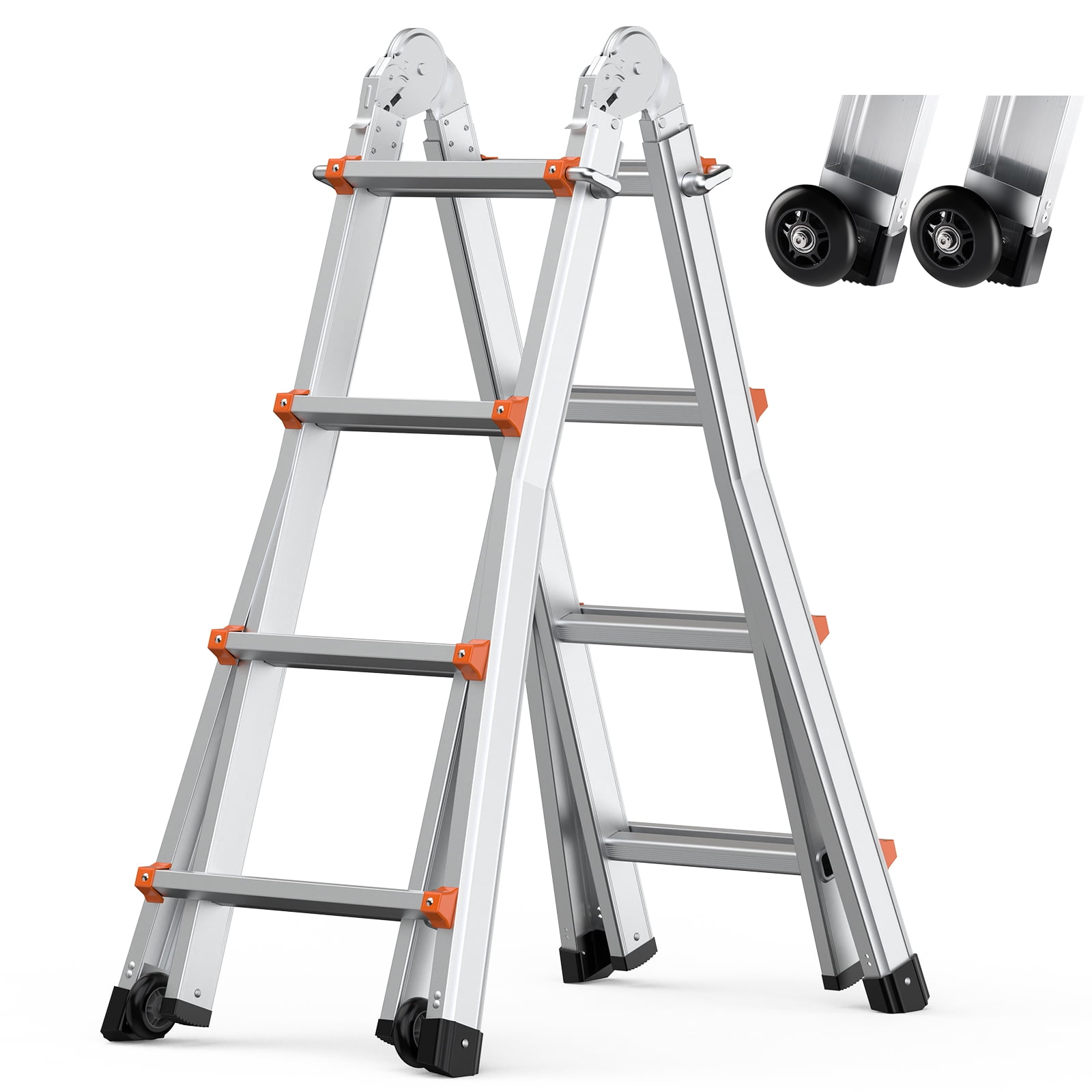 VEVOR Telescoping Ladder A Frame, 15.5 FT Compact Aluminum Extension ...