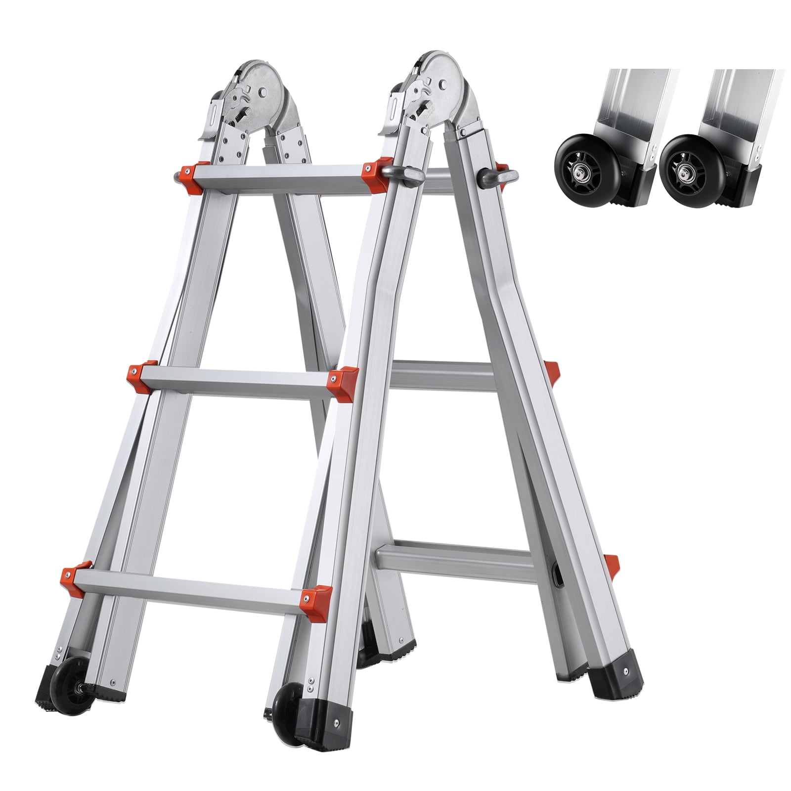 VEVOR Telescoping Ladder A Frame, 9.5 FT Compact Aluminum Extension ...