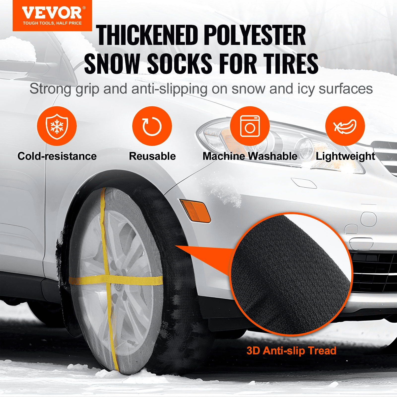 VEVOR Thickened Snow Socks for Tires Full Coverage Snow Traction Tire ...