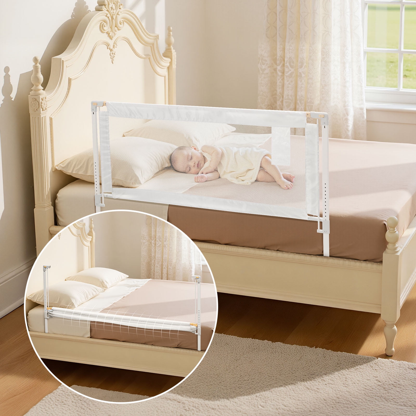 VEVOR Toddler Bed Rail, Kids Beds Guard Rail with Reinforced Iron Pipe ...