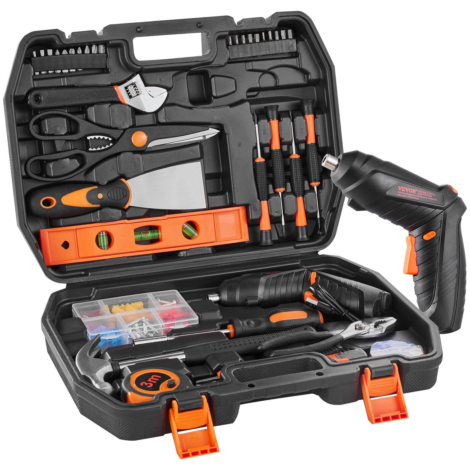 96-Piece Home Repair Tool Kit with Cordless Electric Screwdriver ...
