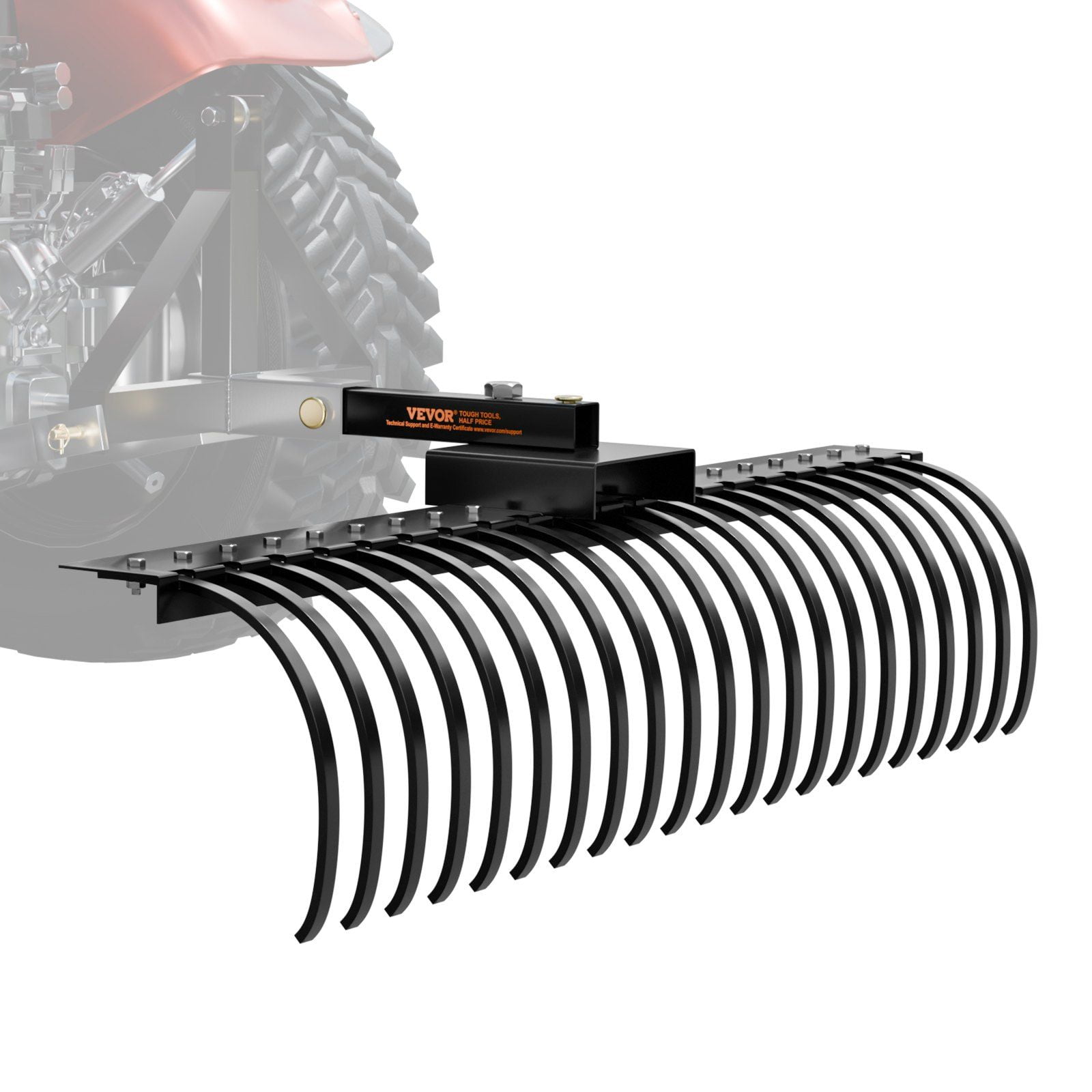 VEVOR Tow Behind Landscape Rake, 60" Tow Dethatcher with 21 Steel Coil ...