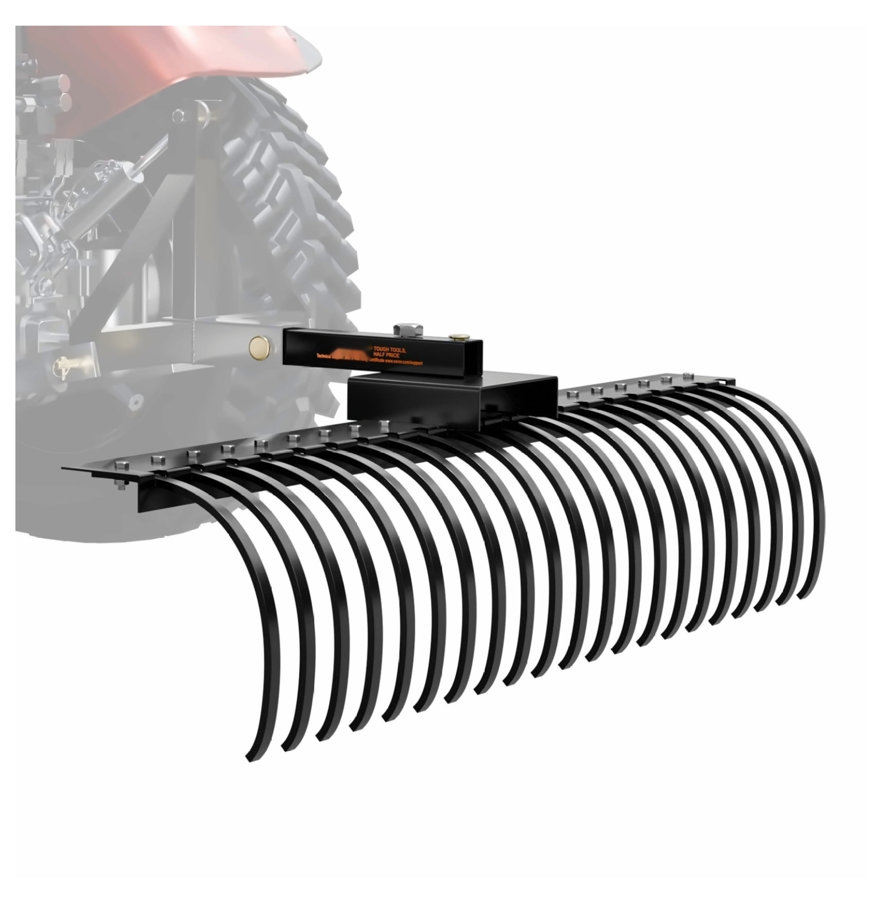 VEVOR Tow Behind Landscape Rake, 60" Tow Dethatcher with 21 Steel Coil ...