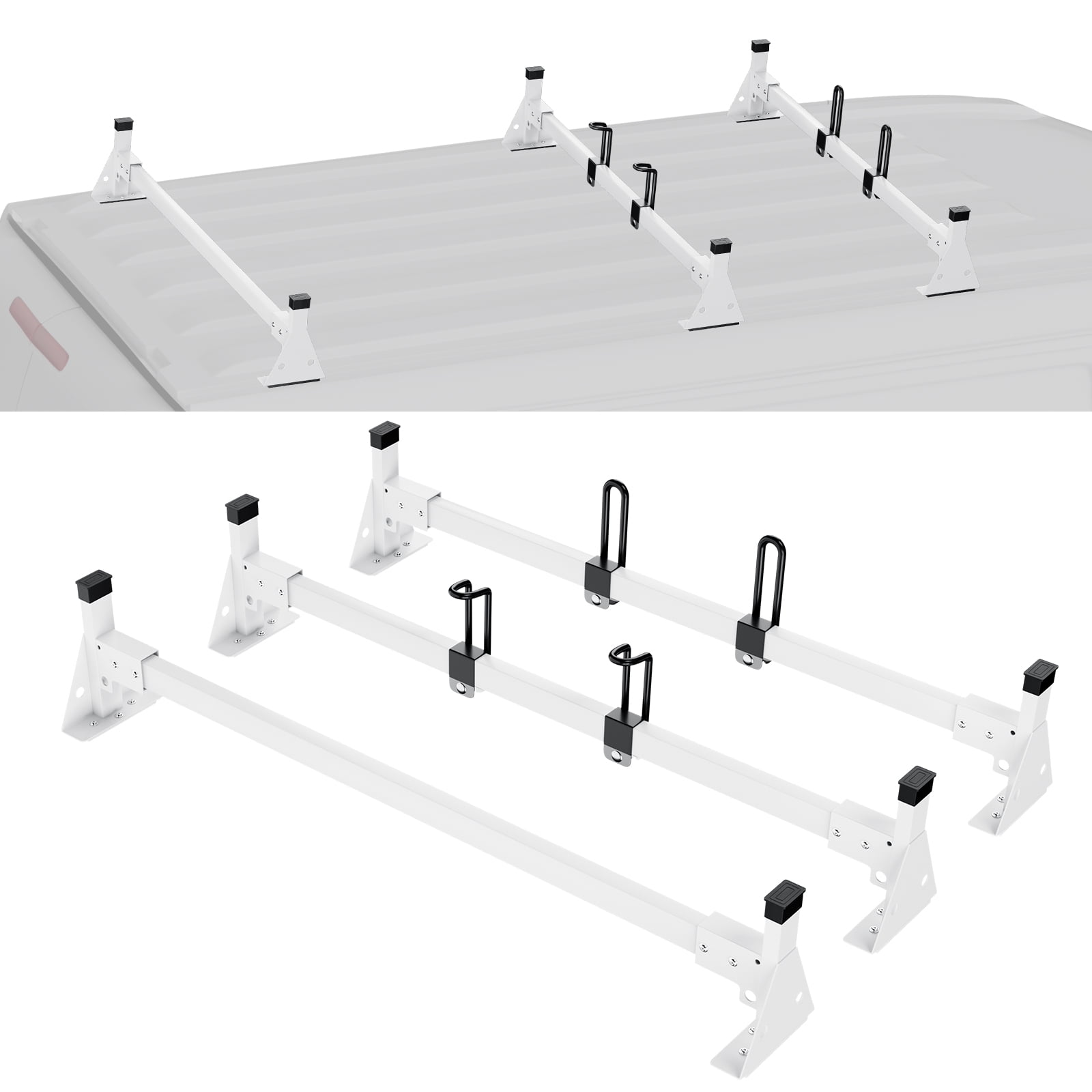 VEVOR Trailer Ladder Rack, 54" 3 Crossbars Ladder Roof Rack, Heavy-duty ...