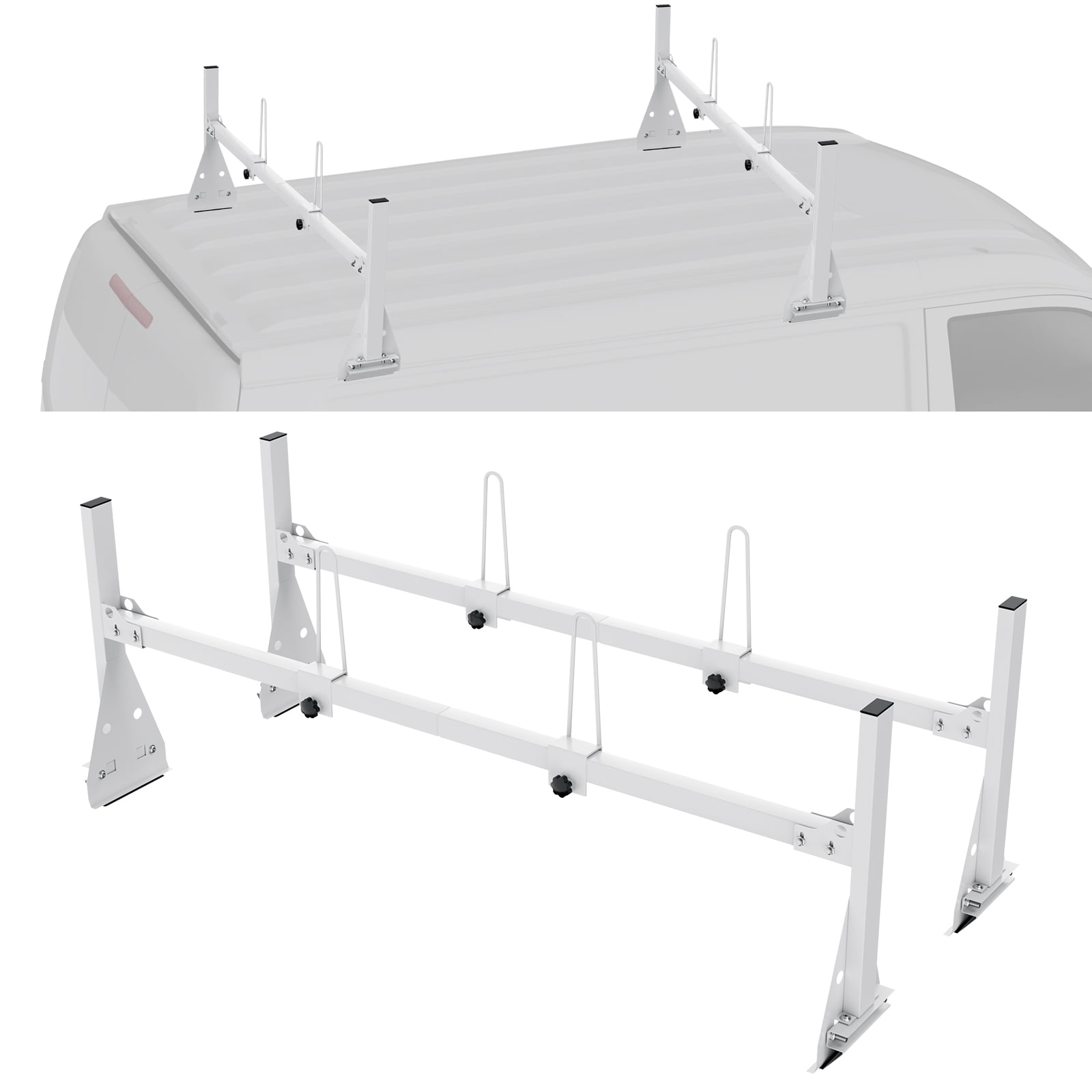 VEVOR Trailer Ladder Rack, 59" Adjustable Roof Rack, 2 Crossbars Van ...