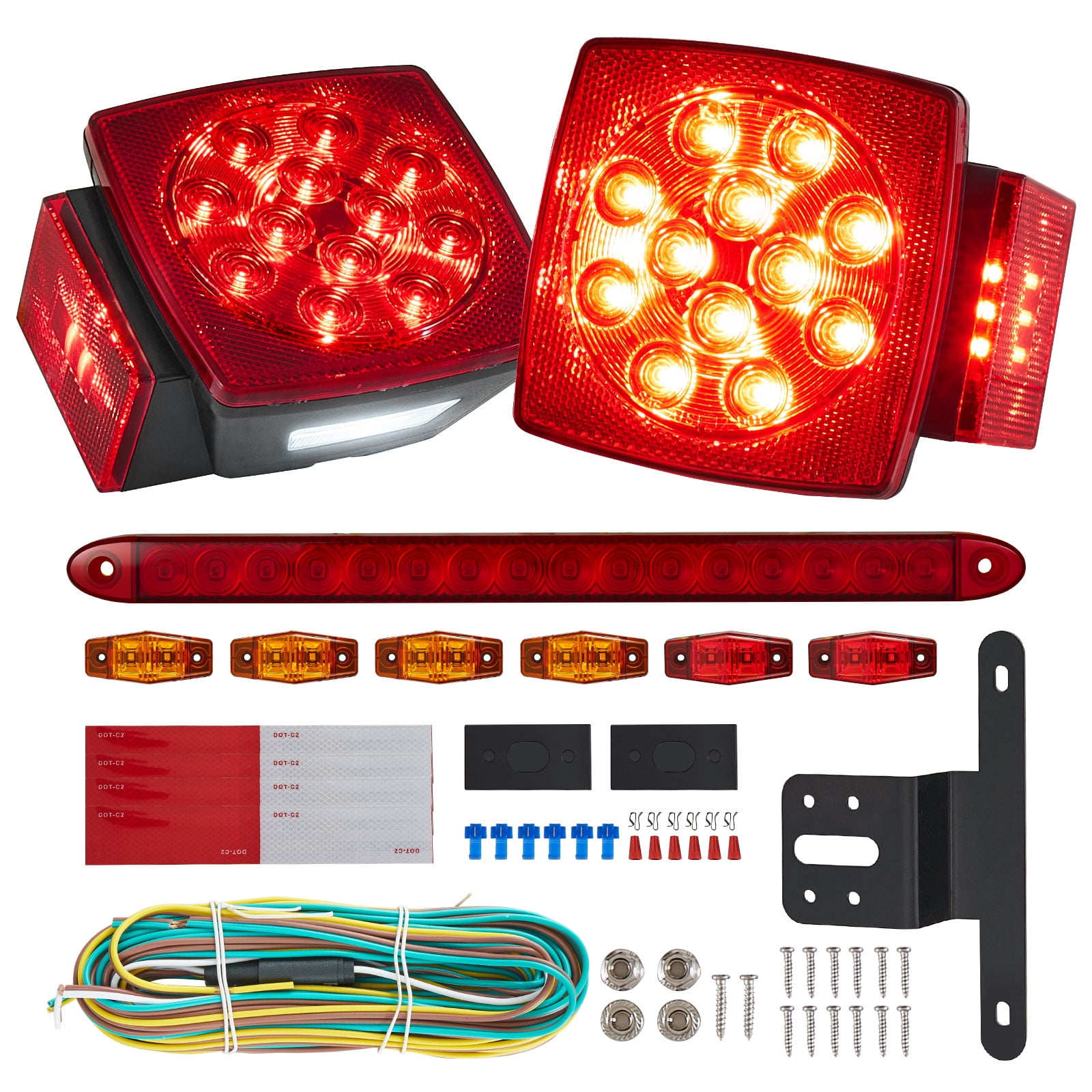 VEVOR Trailer Lights, 12V LED Trailer Tail Lights Kit with Stop Brake ...