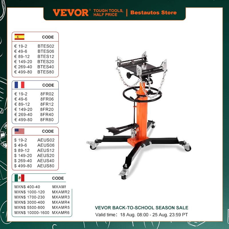 VEVOR Transmission Jack 1322 LBS Hydraulic Telescoping Transmission ...