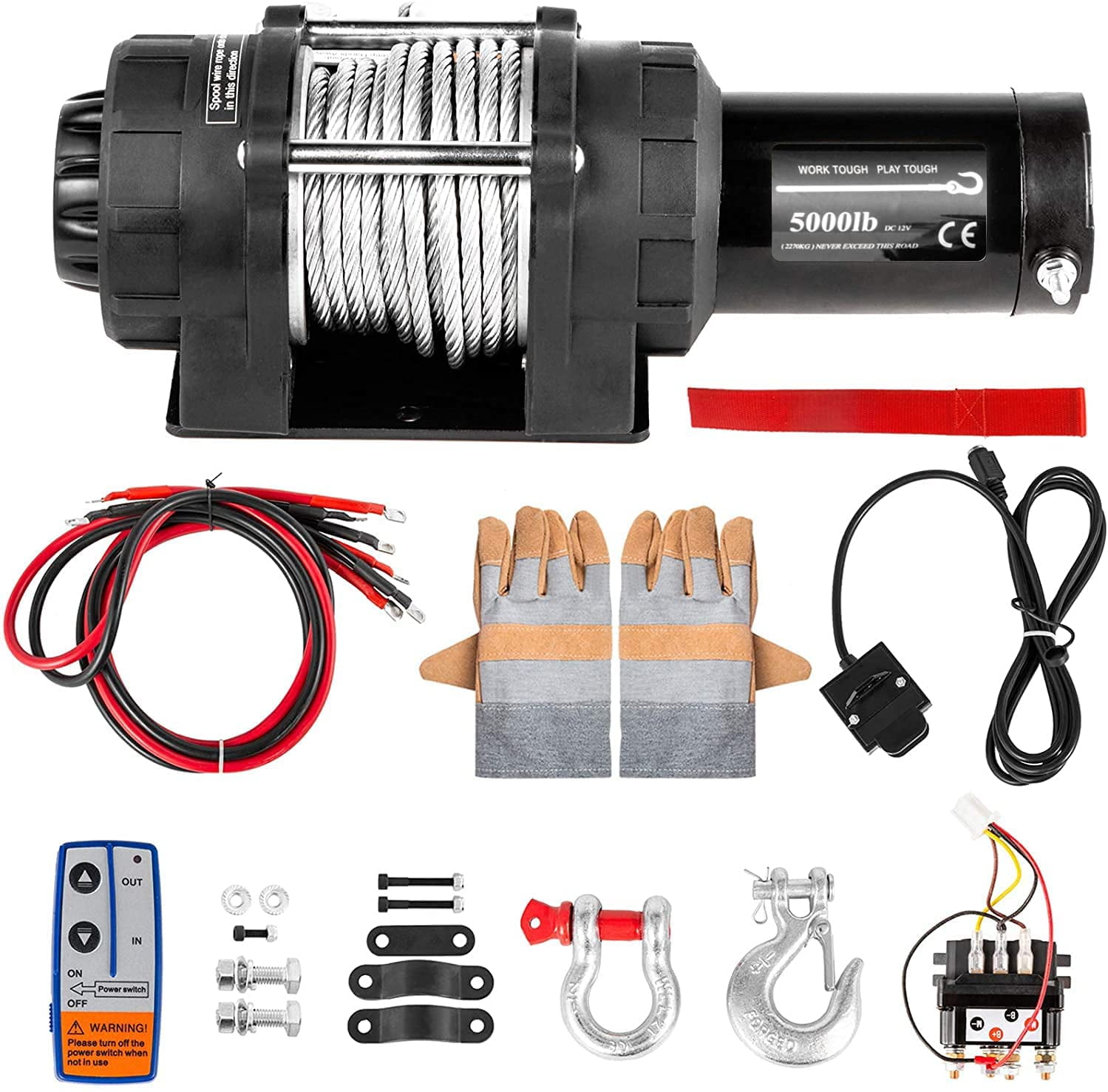 VEVOR Truck Winch 5000lbs, Electric Winch, 43ft/13m Cable Steel 12V ...