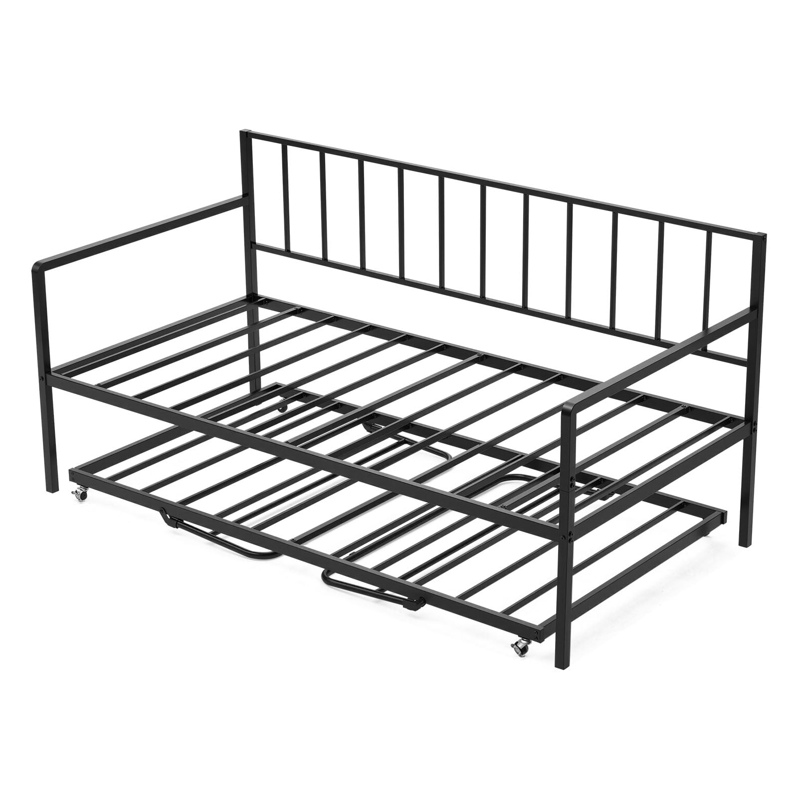 VEVOR Twin Size Daybed Frame, Height Adjustable Day Bed with Trundle ...