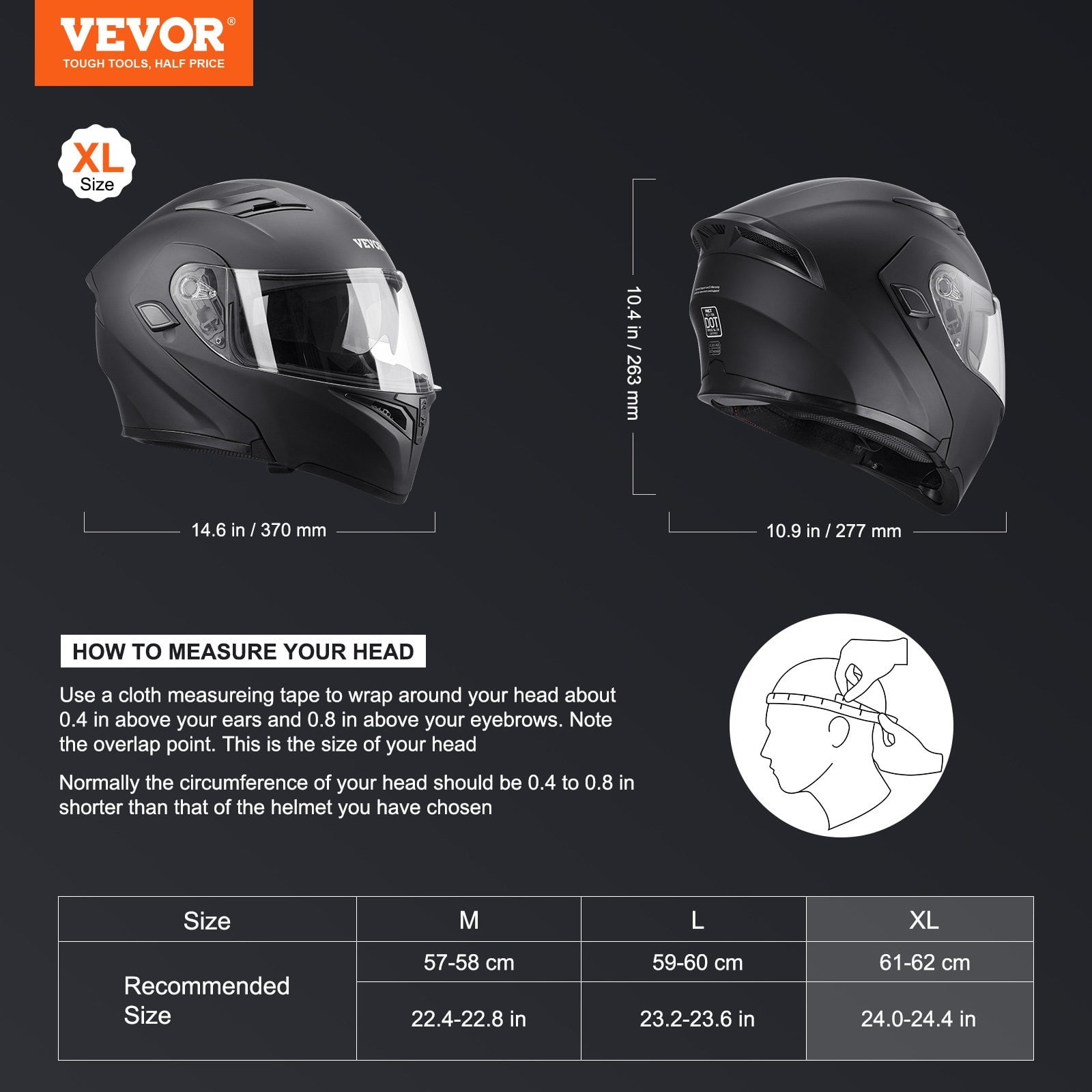 VEVOR Unmasked Motorcycle Helmet Motocross Helmet with Bluetooth Slot ...