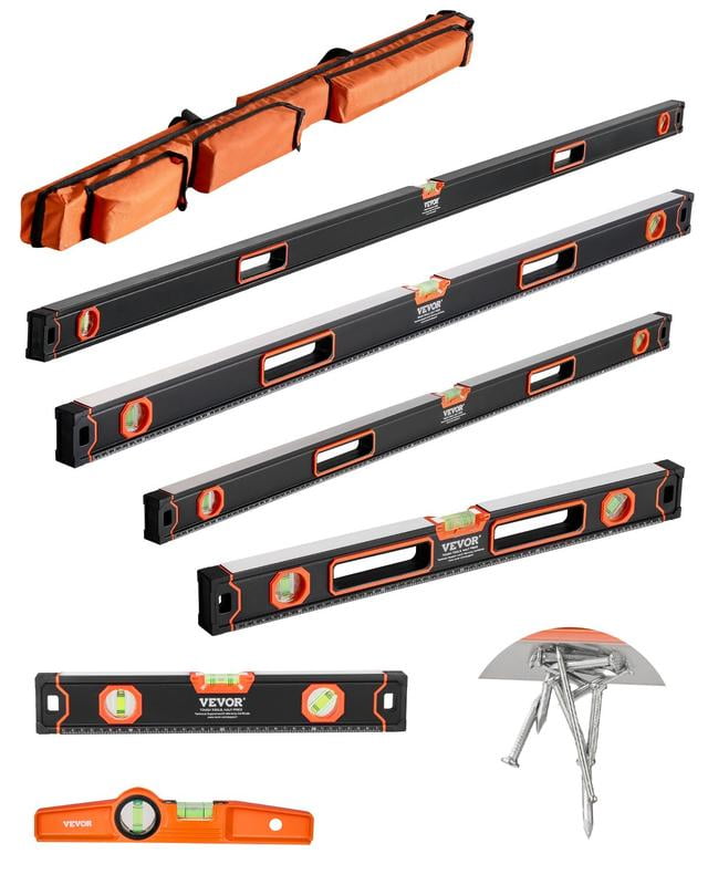 VEVOR Upgraded Magnetic Torpedo Level Set - 6 Aluminum Alloy Levels (10 ...