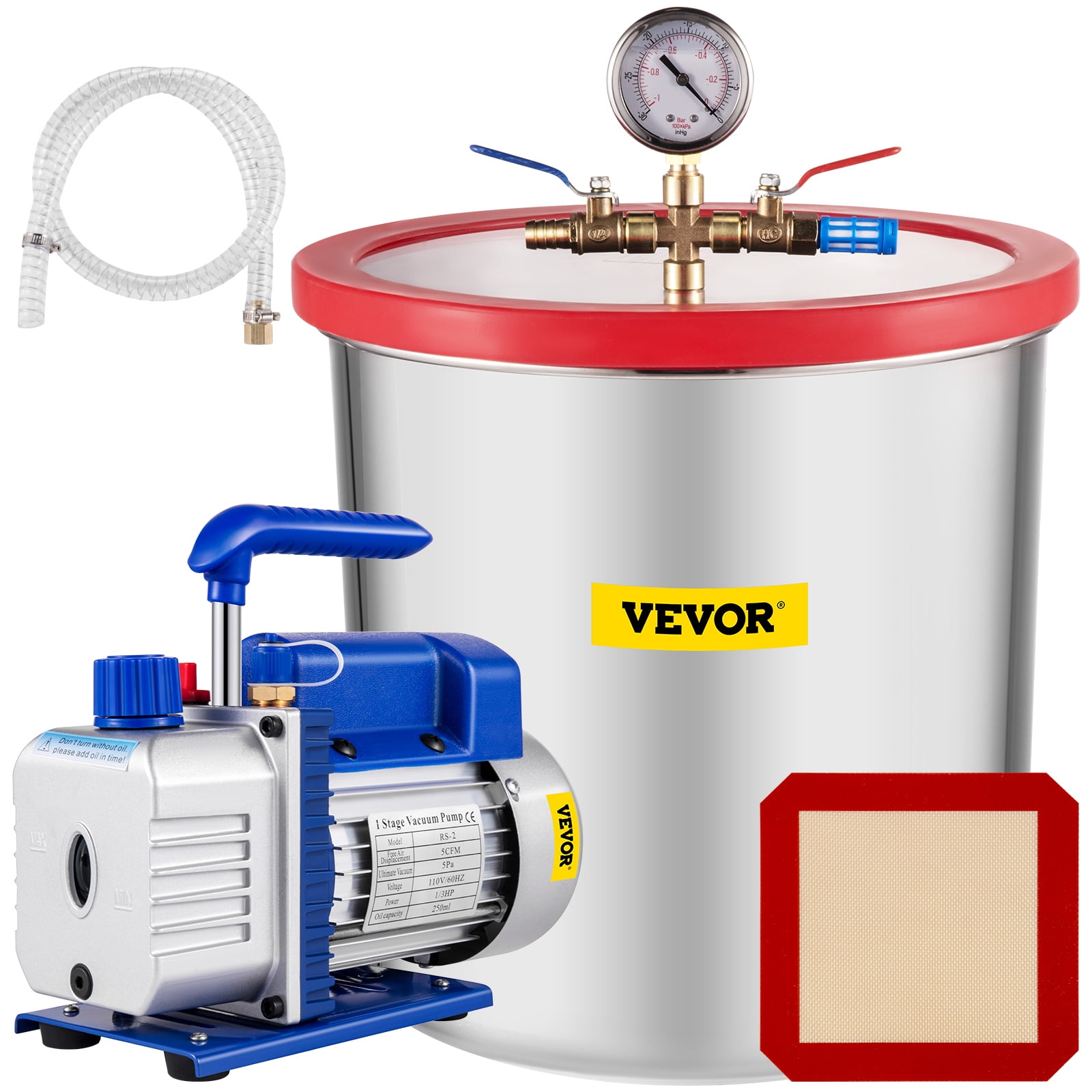 VEVOR Vacuum Degassing Chamber Kit 5 Galllon Degassing Chamber ...