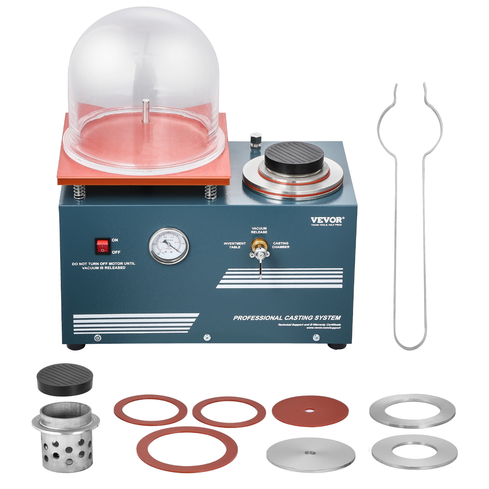 VEVOR Vacuum Investing Casting Machine, 290W Power, with 3 CFM Pump and ...