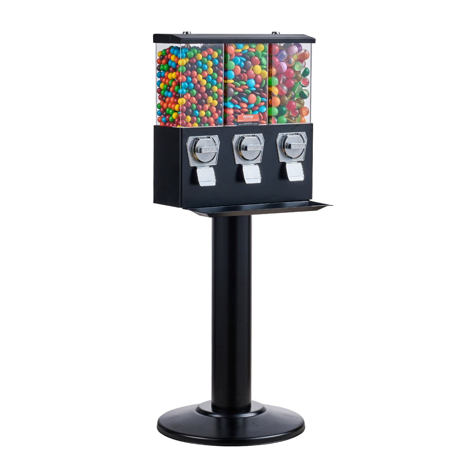 VEVOR Vintage Gumball Machine with Stand, Black Coin Operated Candy ...