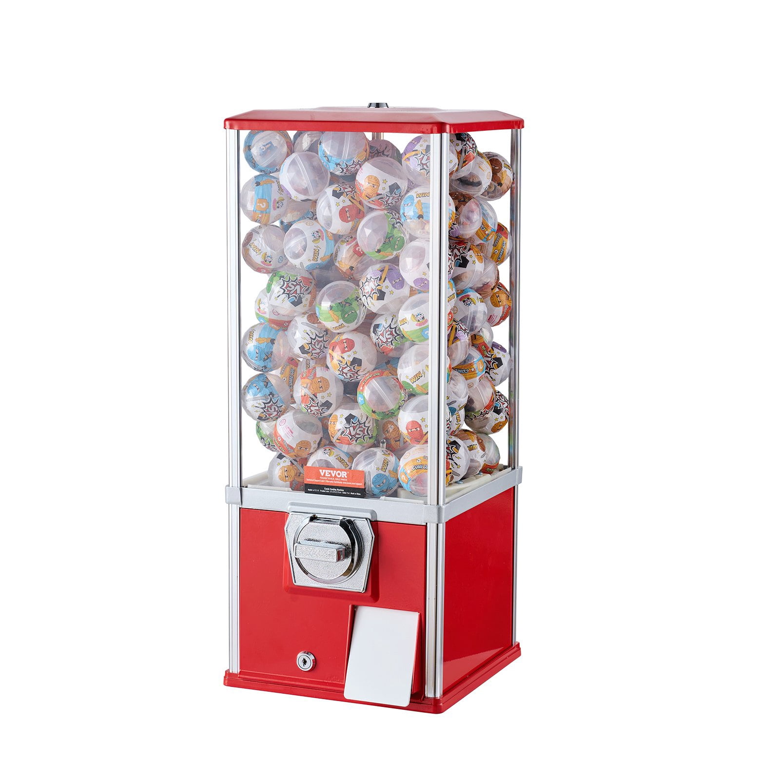 VEVOR Vintage Red Gumball Machine, 25-Inch Coin-Operated Candy ...