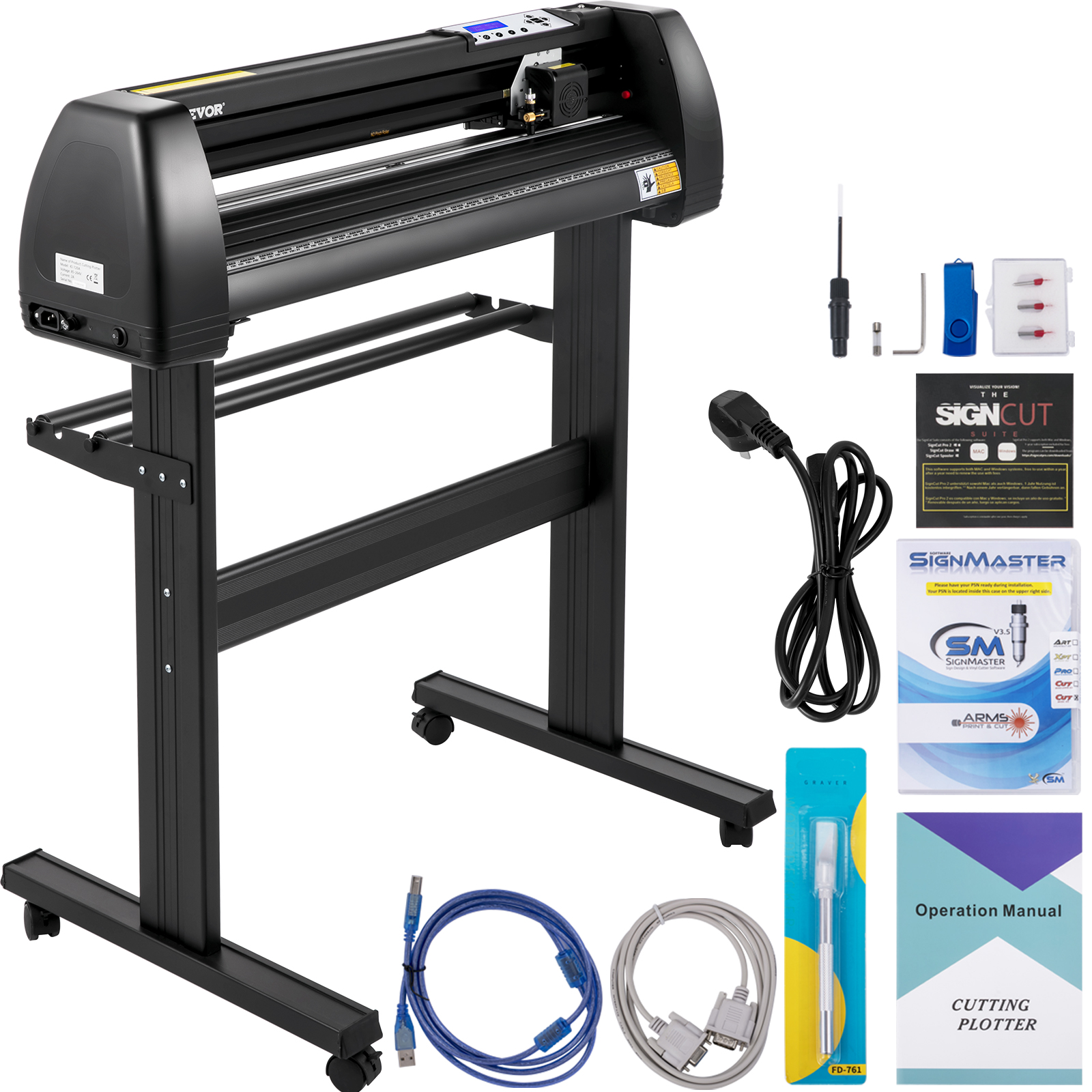 VEVOR 34" Vinyl Cutter Plotter, LCD Display, Adjustable Pinch Rollers ...