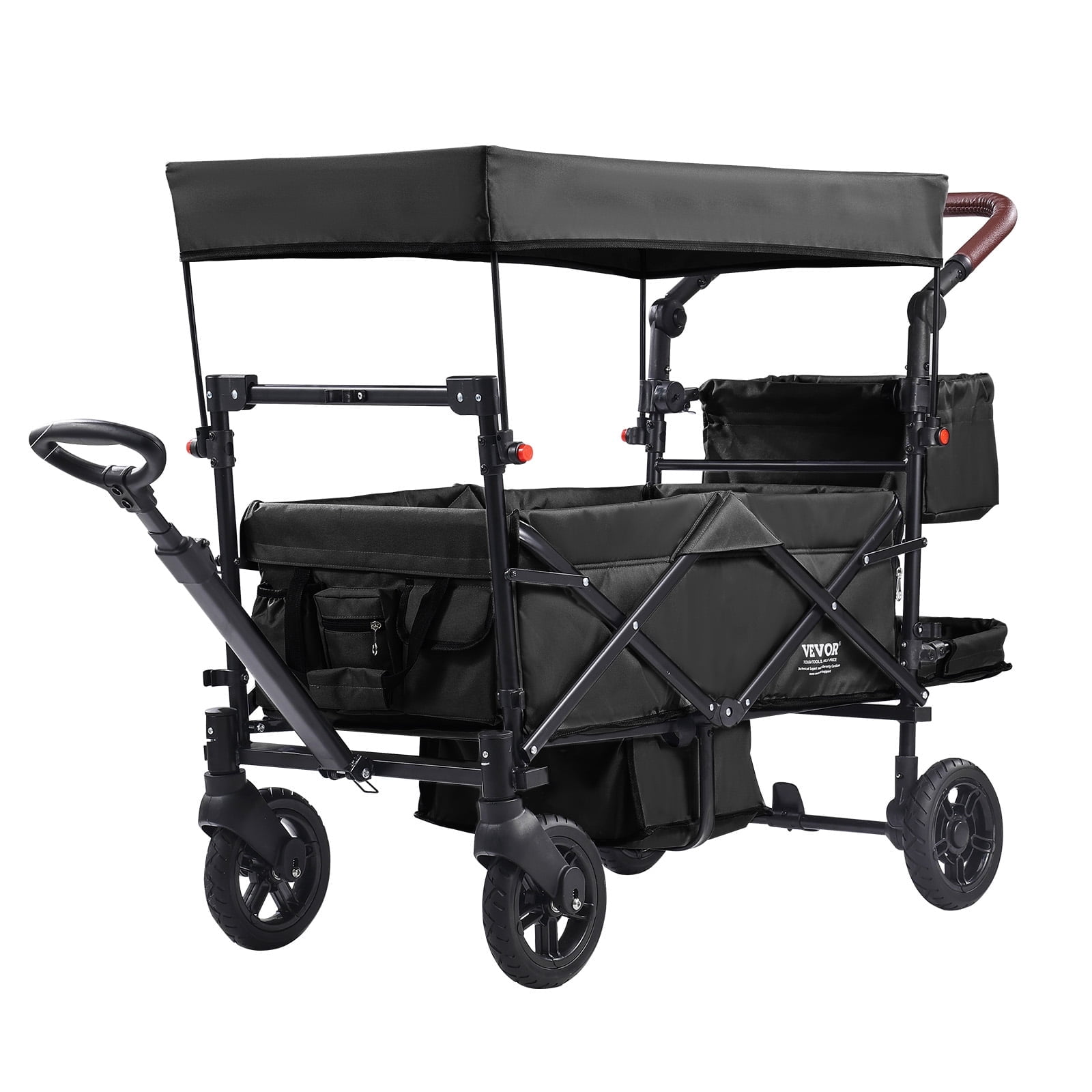 VEVOR Wagon Stroller for 2 Kids, Push Pull Quad Collapsible Stroller ...