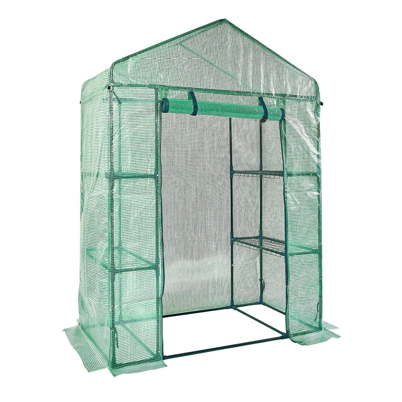 VEVOR Walk-in Green House, 4.6 x 2.4 x 6.7 ft, Greenhouse with Shelves ...