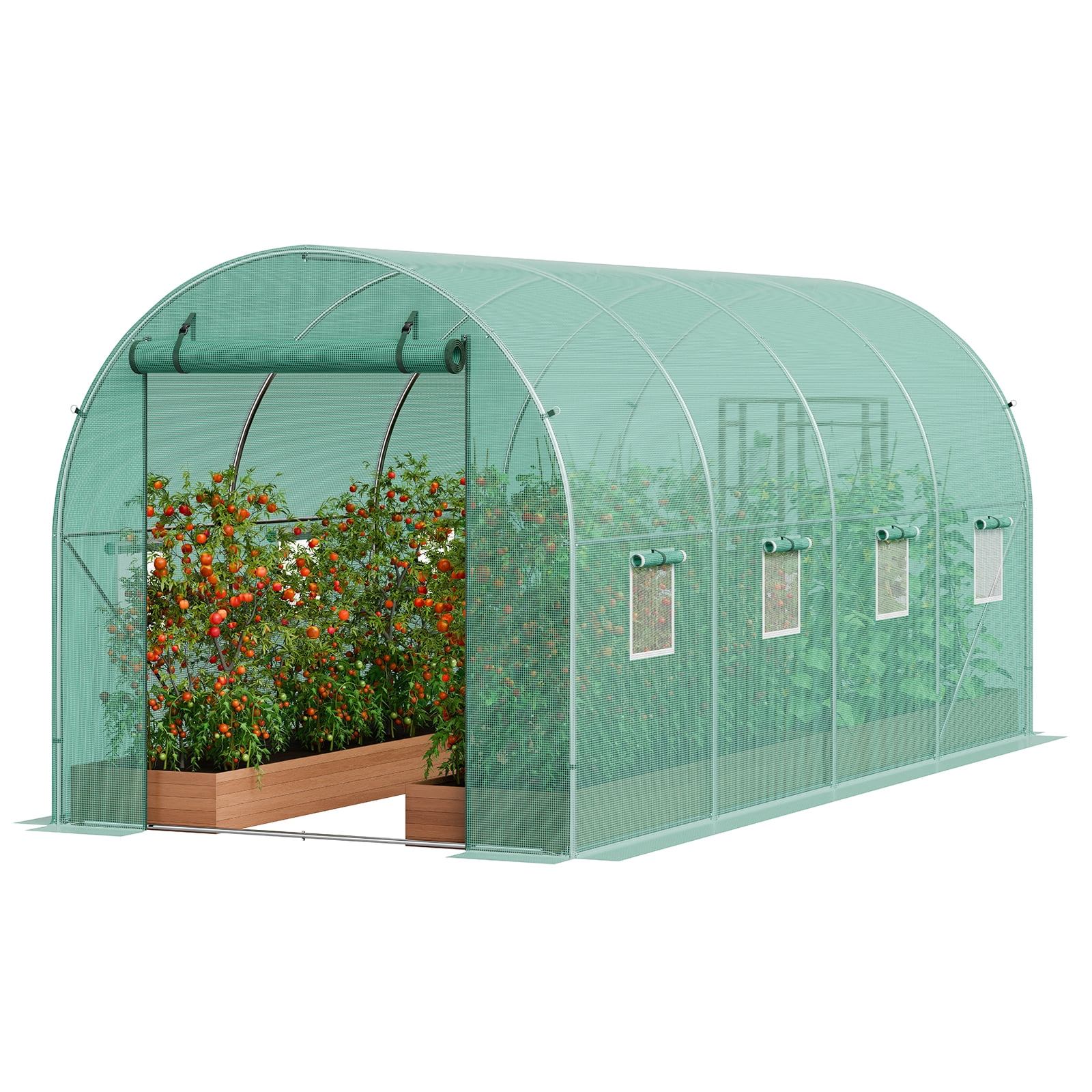 VEVOR Walk-in Tunnel Greenhouse, 14.6x6.4x6.3 ft Hoop House Greenhouse ...