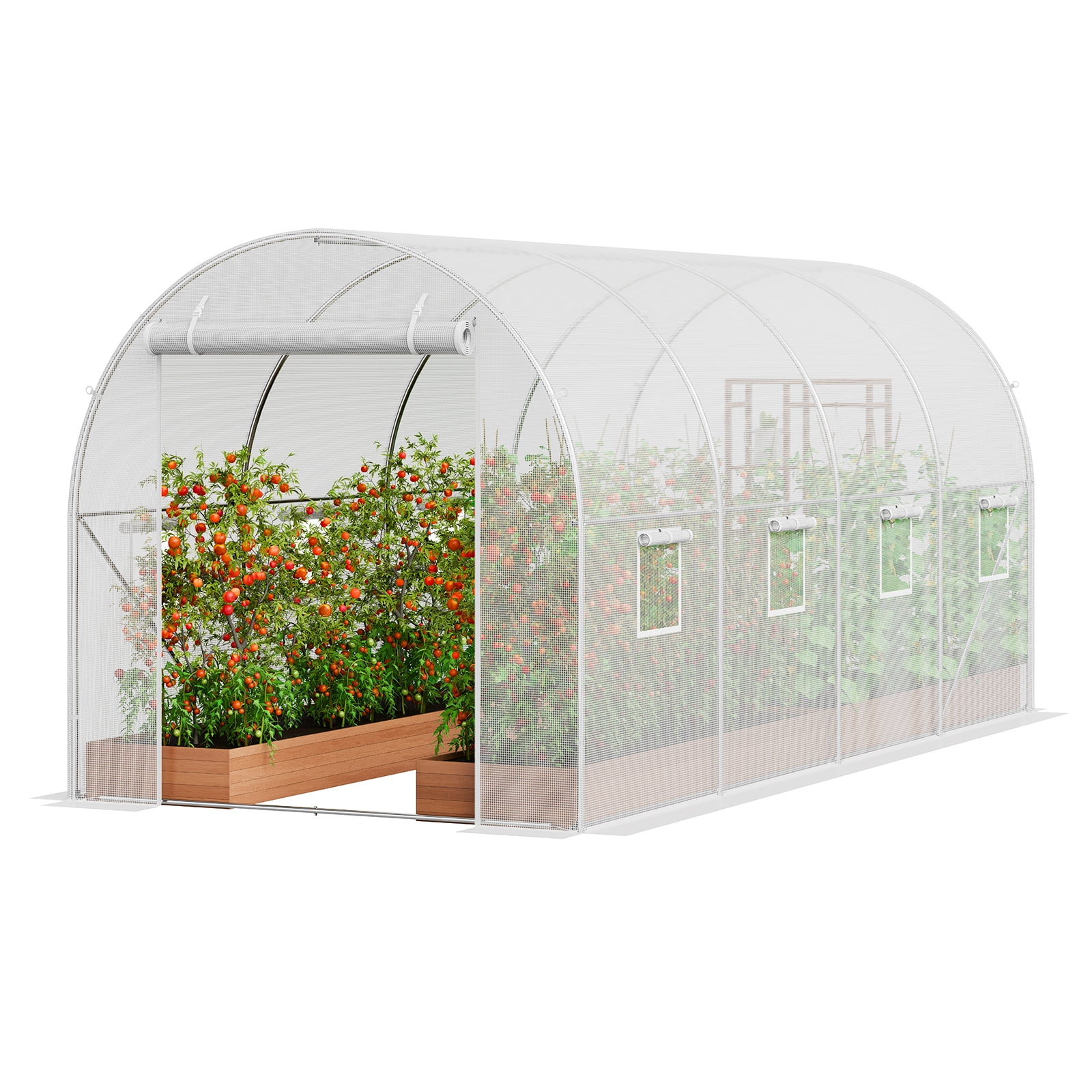 VEVOR Walk-in Tunnel Greenhouse, 14.6x6.4x6.3 ft Hoop House Greenhouse ...