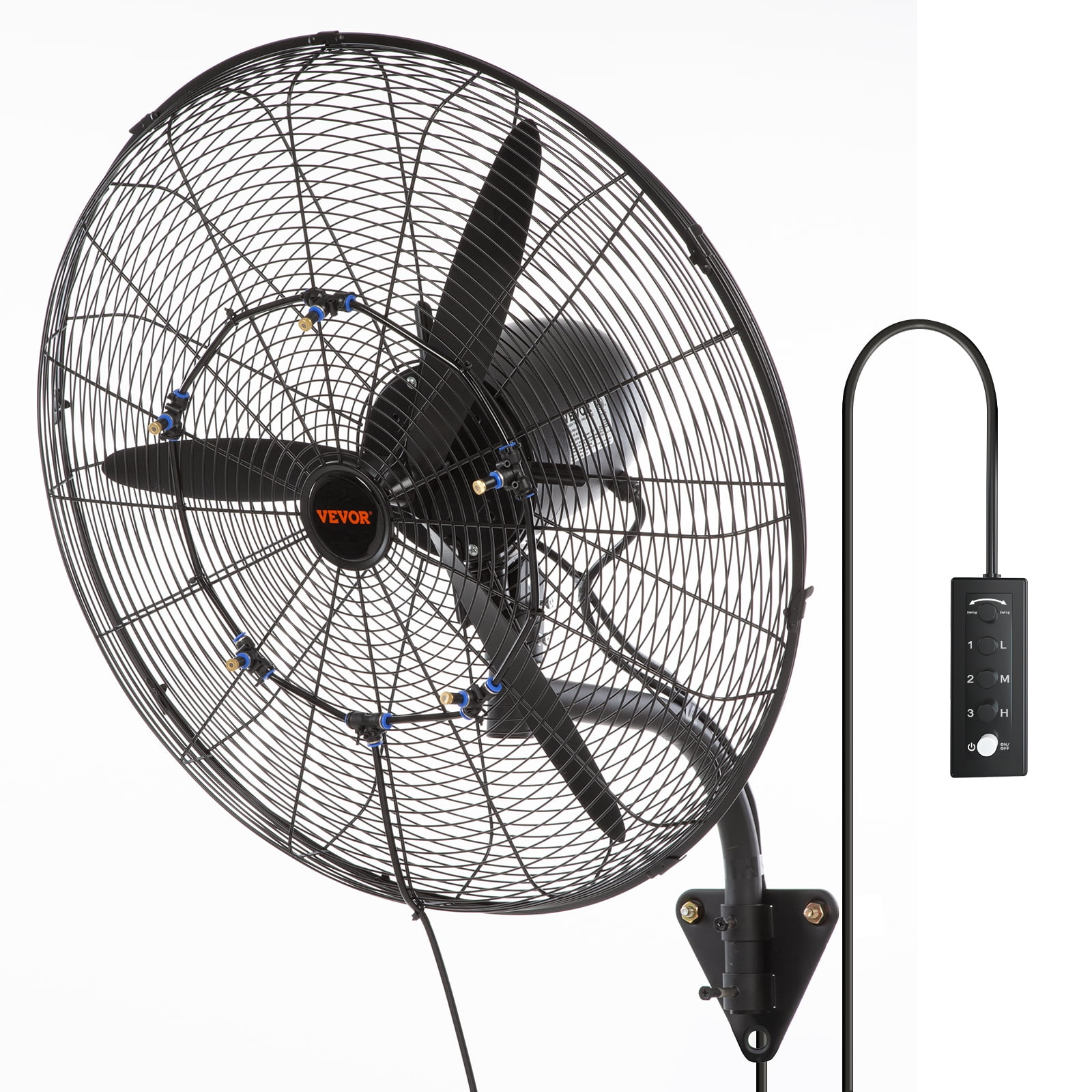 VEVOR Wall-Mount Misting Fan,24 Inch, 3-speed High Velocity Max. 7000 ...