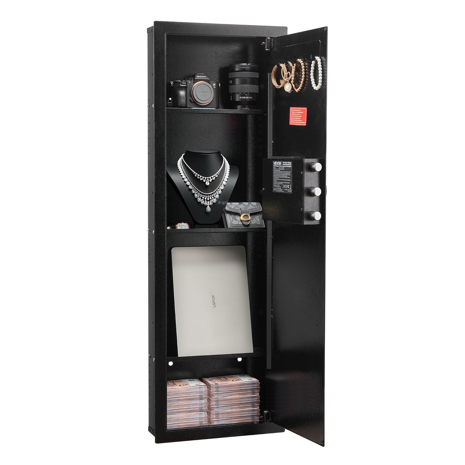 VEVOR Wall Safe, 4-Tier Hidden Wall Mounted Gun Safe with Password ...
