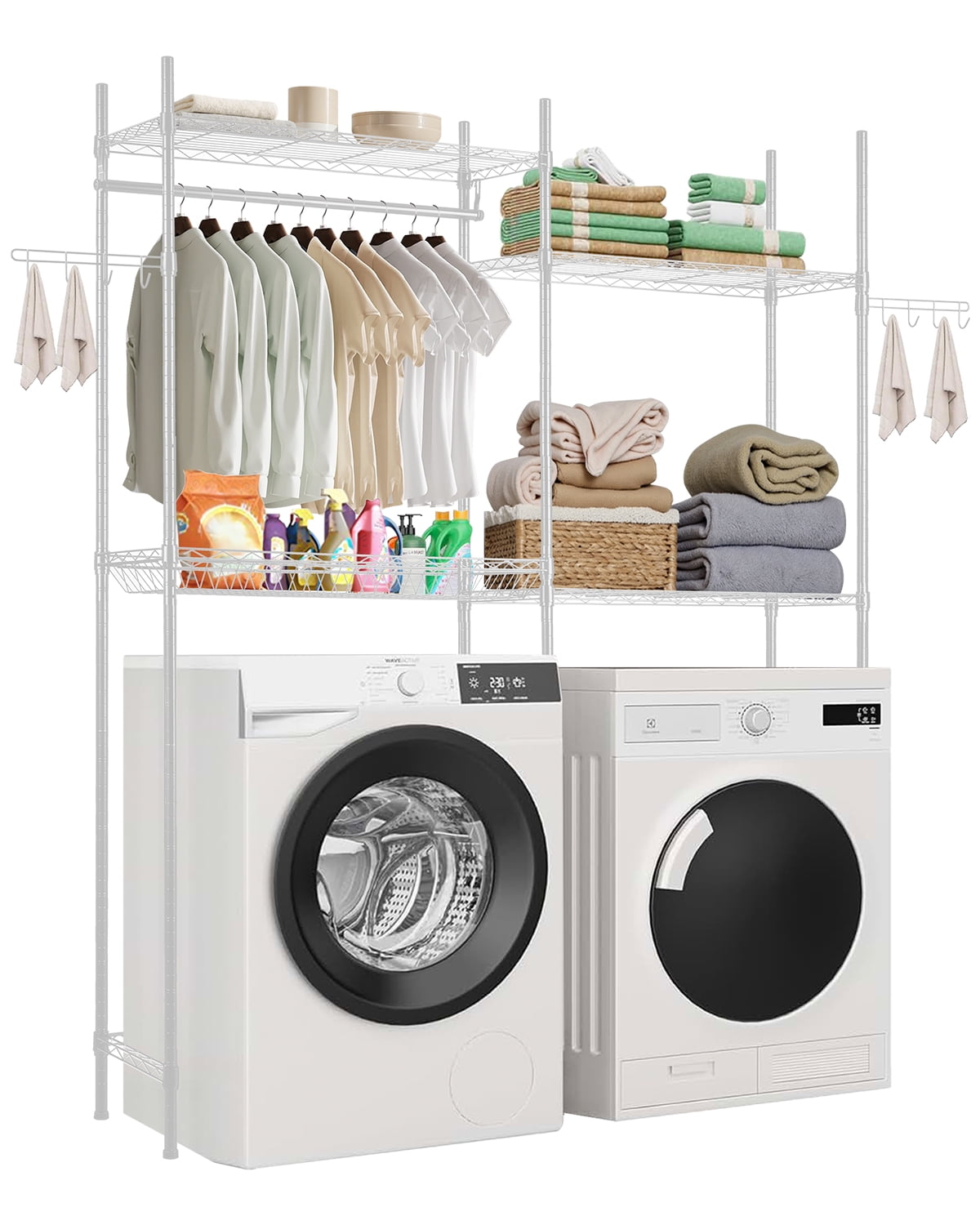 VEVOR Over Washer and Dryer Storage Shelves, 4 Tiers Laundry Room ...