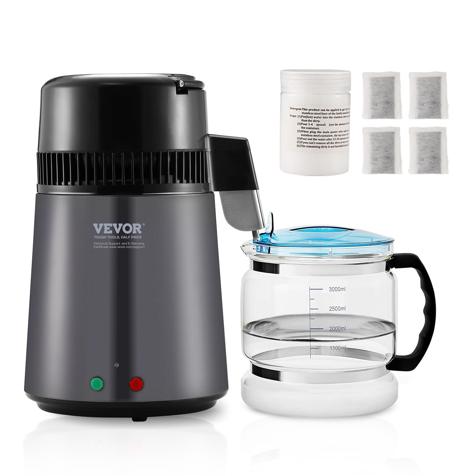 VEVOR Water Distiller, 4L 1.05 Gallon Pure Water Purifier Filter For ...