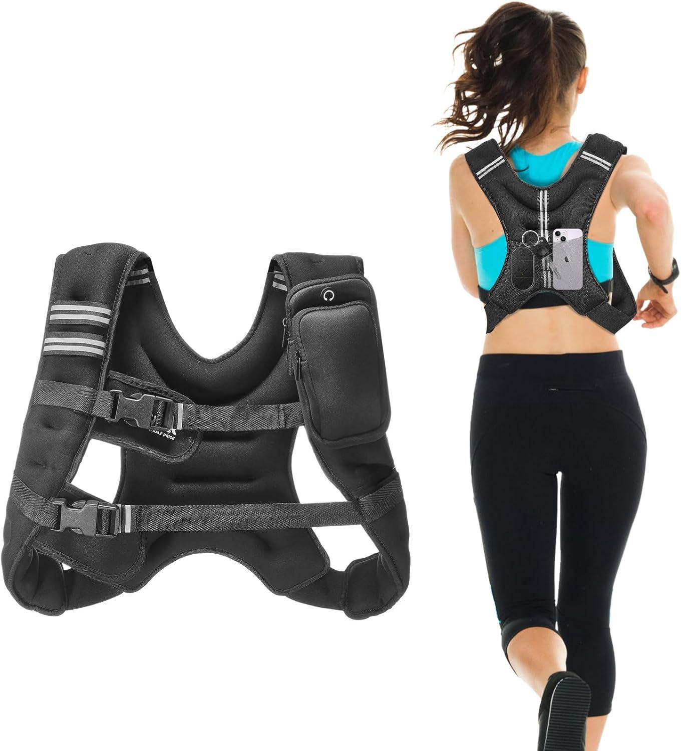VEVOR Weighted Vest, 12/16/20/30 lbs Weight Vest with Reflective Stripe ...
