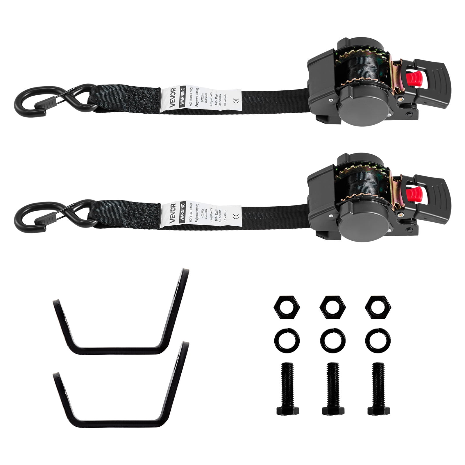 VEVOR Wheel Chock Tie-Down Kit, Fixed Trailer Tie Down Strap, Car Tie ...