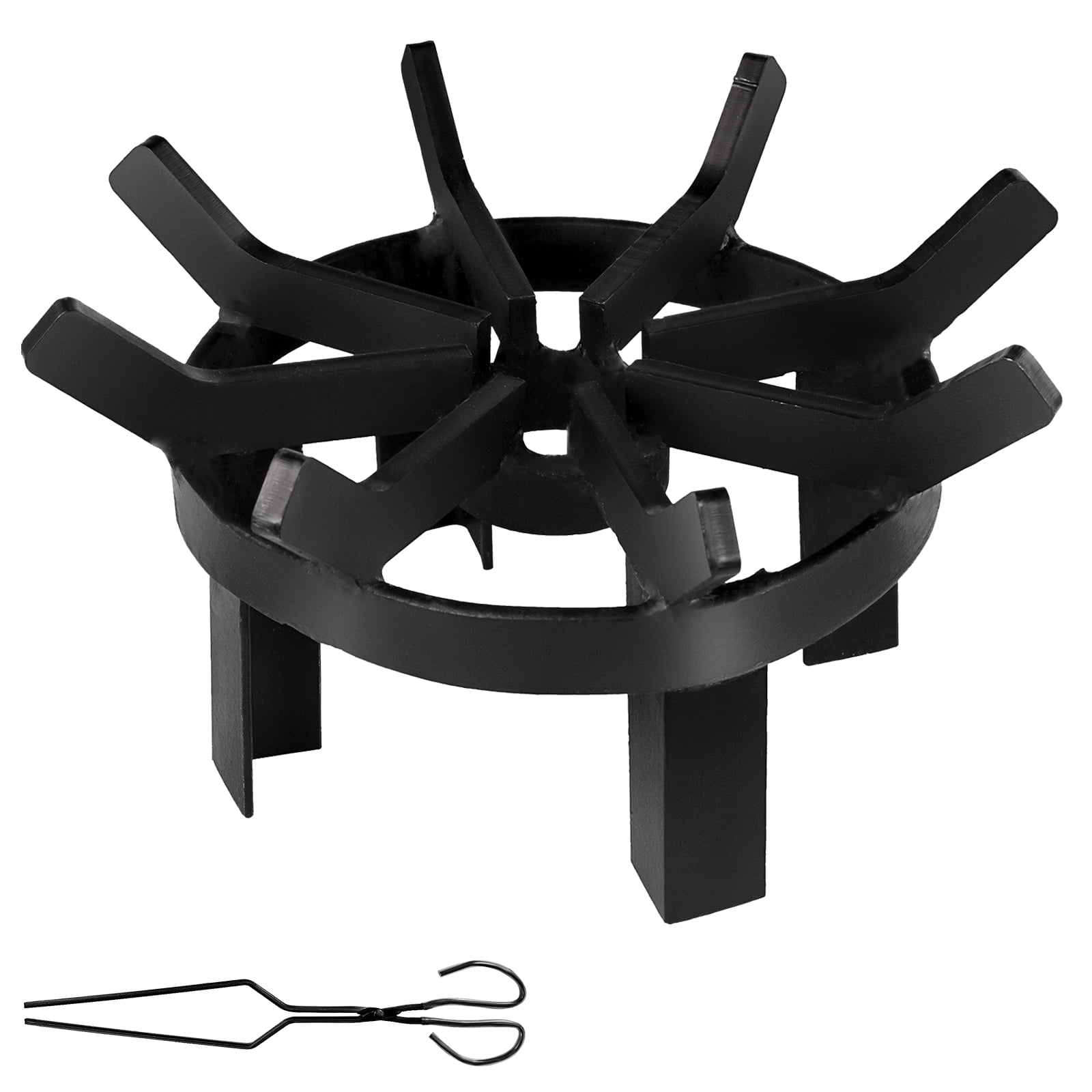 VEVOR Wheel Firewood Grate 12-inch Diameter Fire Pit Log Grate with 4 ...