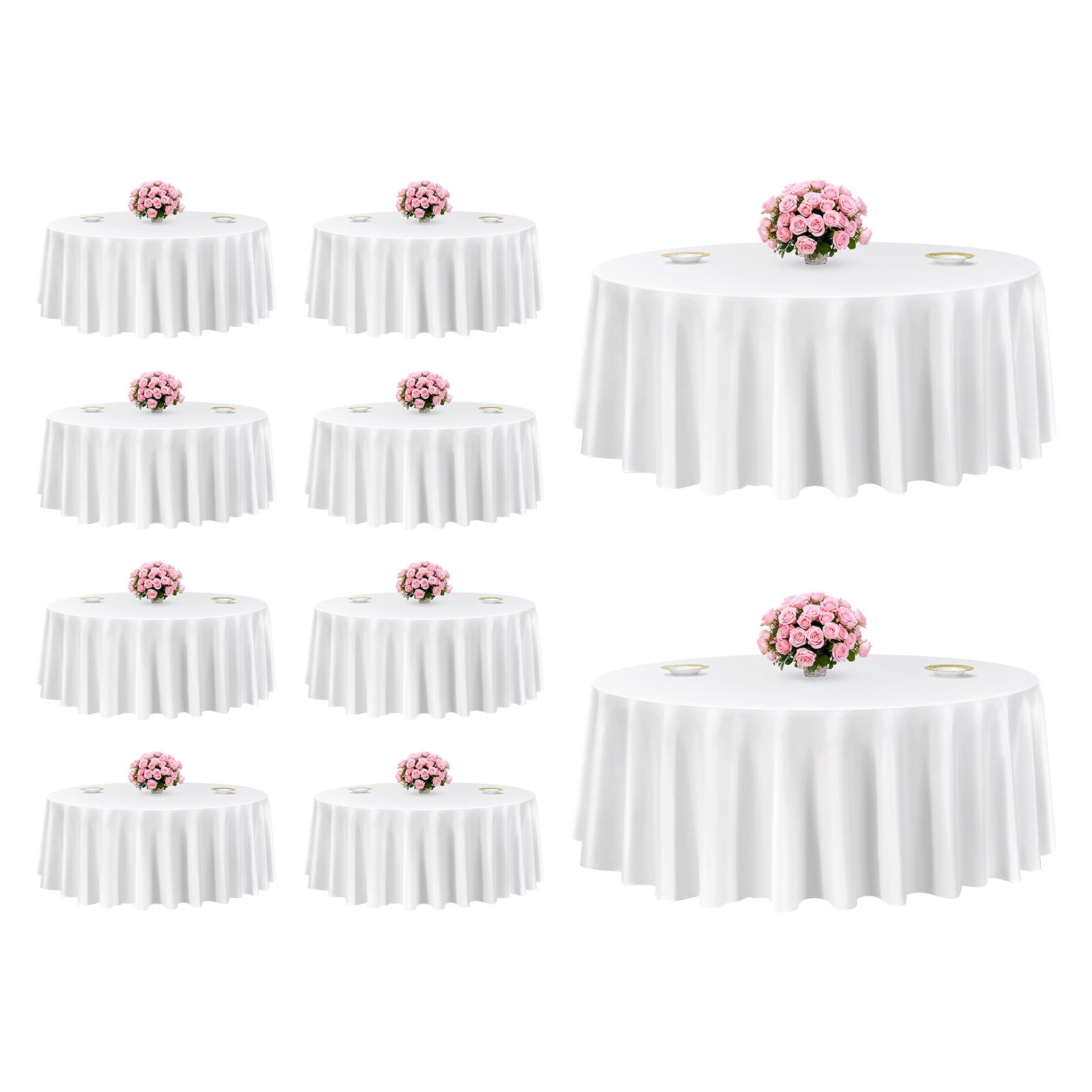 VEVOR White Round Tablecloths 10 Pack, 120 Inches in Diameter, Stain ...