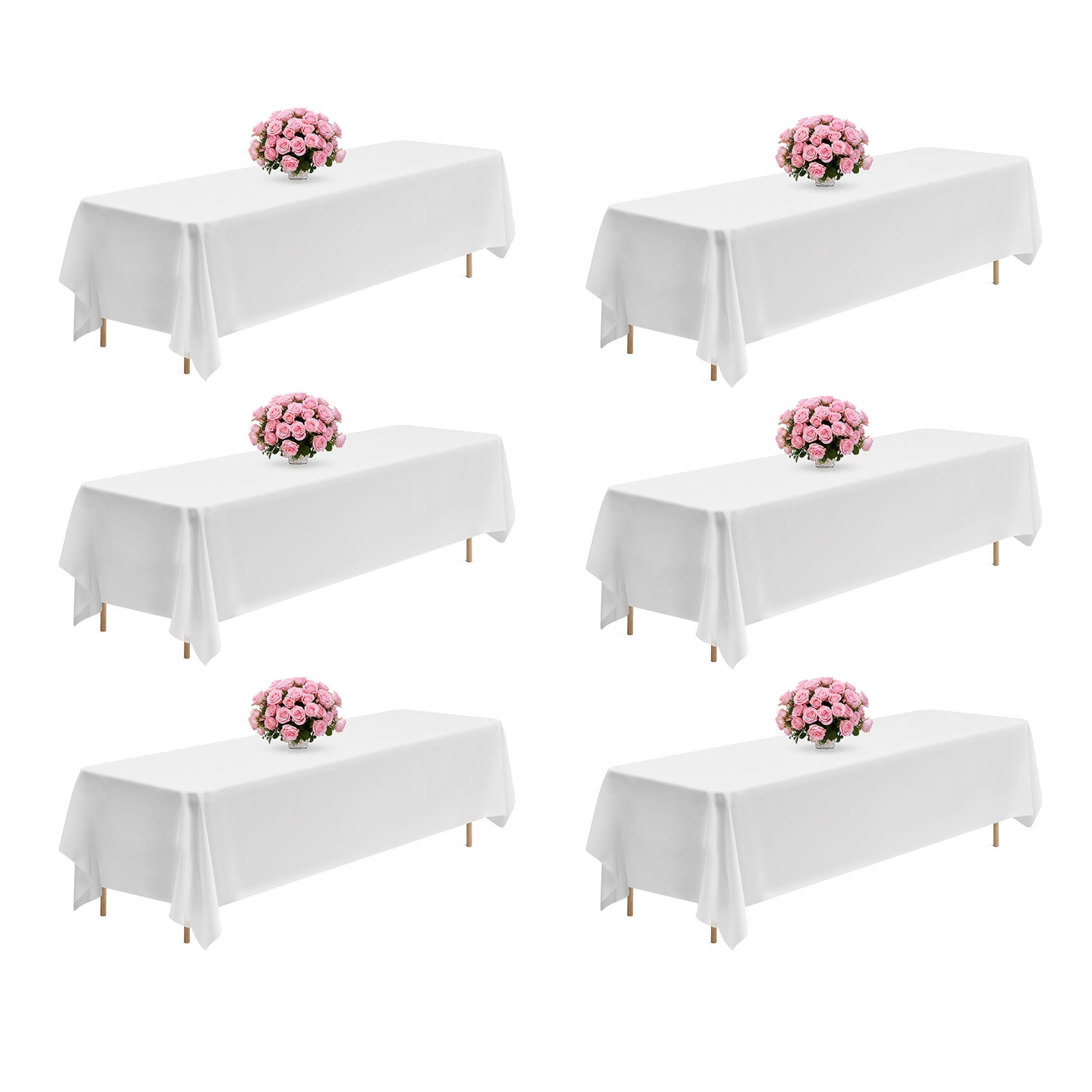 VEVOR White Tablecloths for Rectangle Tables, 6 Pack, 90 x 132 Inches ...