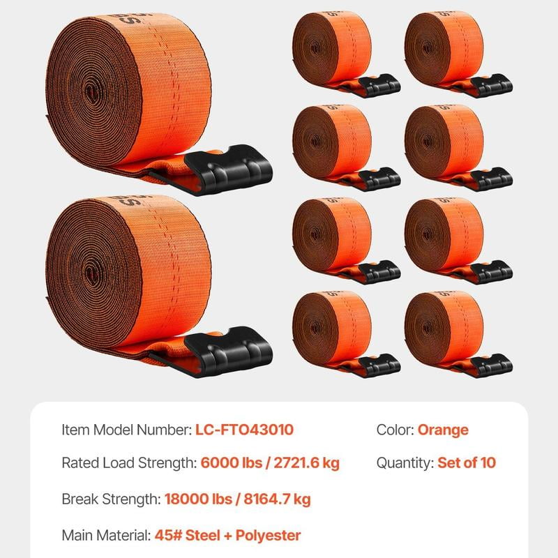 VEVOR Winch Straps, 4" x 30', 6000 lbs Load Capacity, 18000 lbs Break Strength, Truck Straps ...