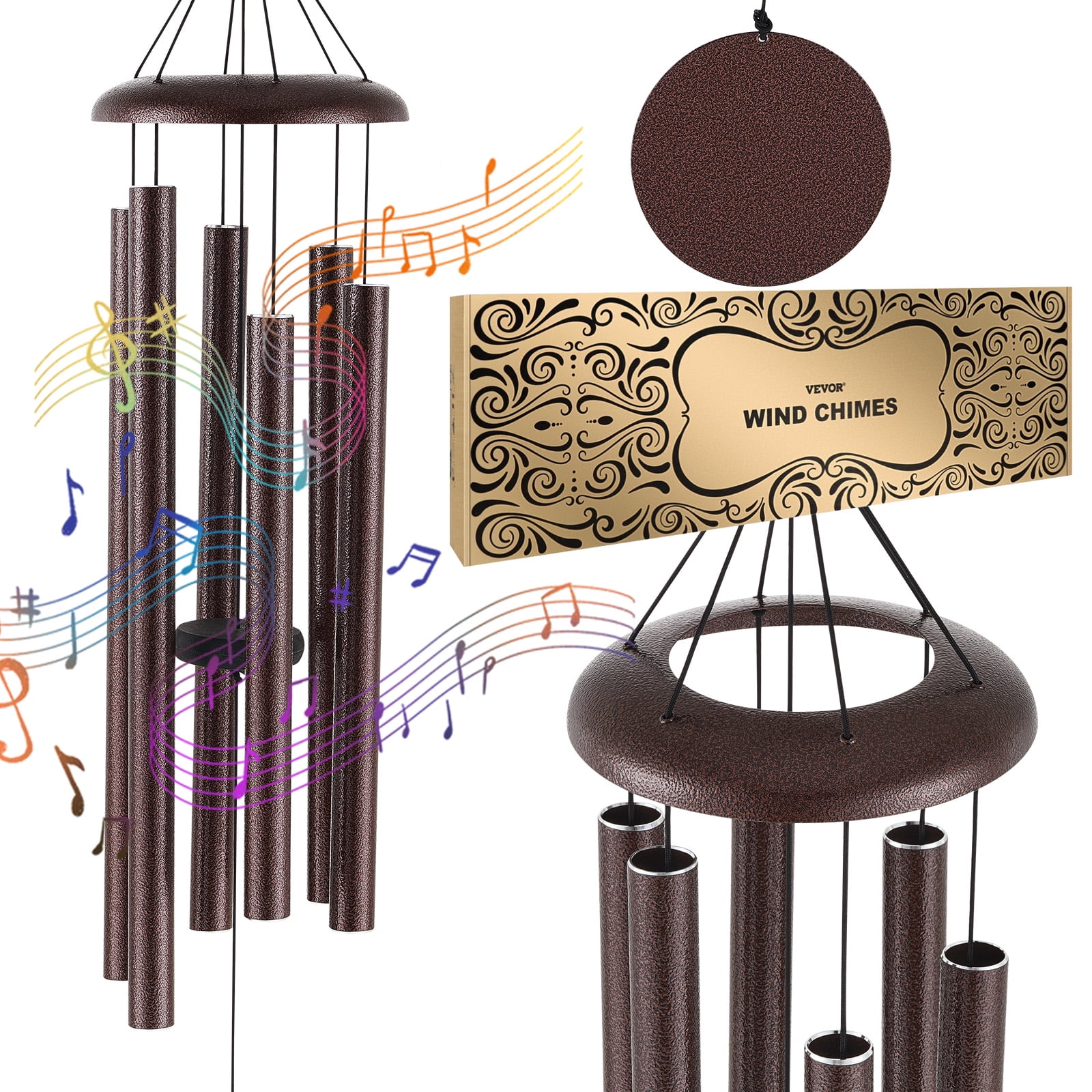 VEVOR Wind Chimes for Outside, 45 in, Deep Tone Wind Chimes with 6 ...
