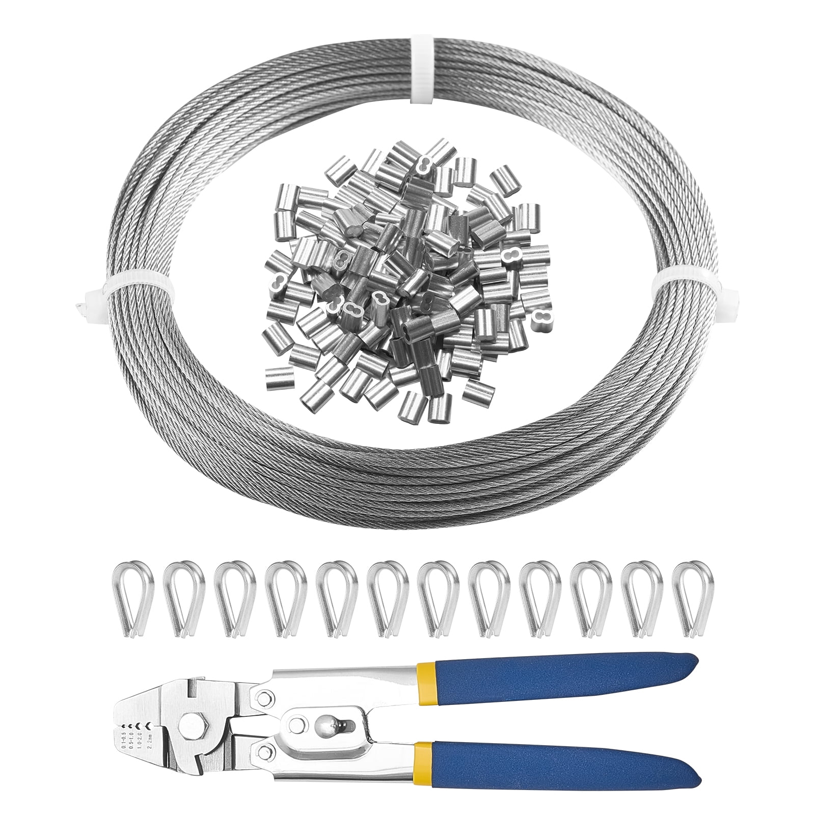 VEVOR Wire Rope Kit, 1/16" 66 ft 304 Stainless Steel Cable with ...