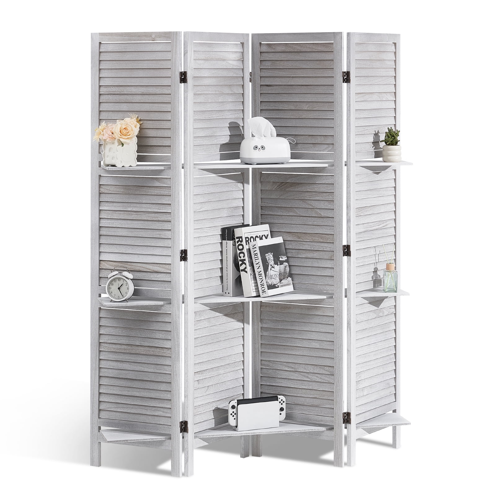 VEVOR Wood Room Divider, 4 Panel Wood Folding Privacy Screen, 66.9 ...
